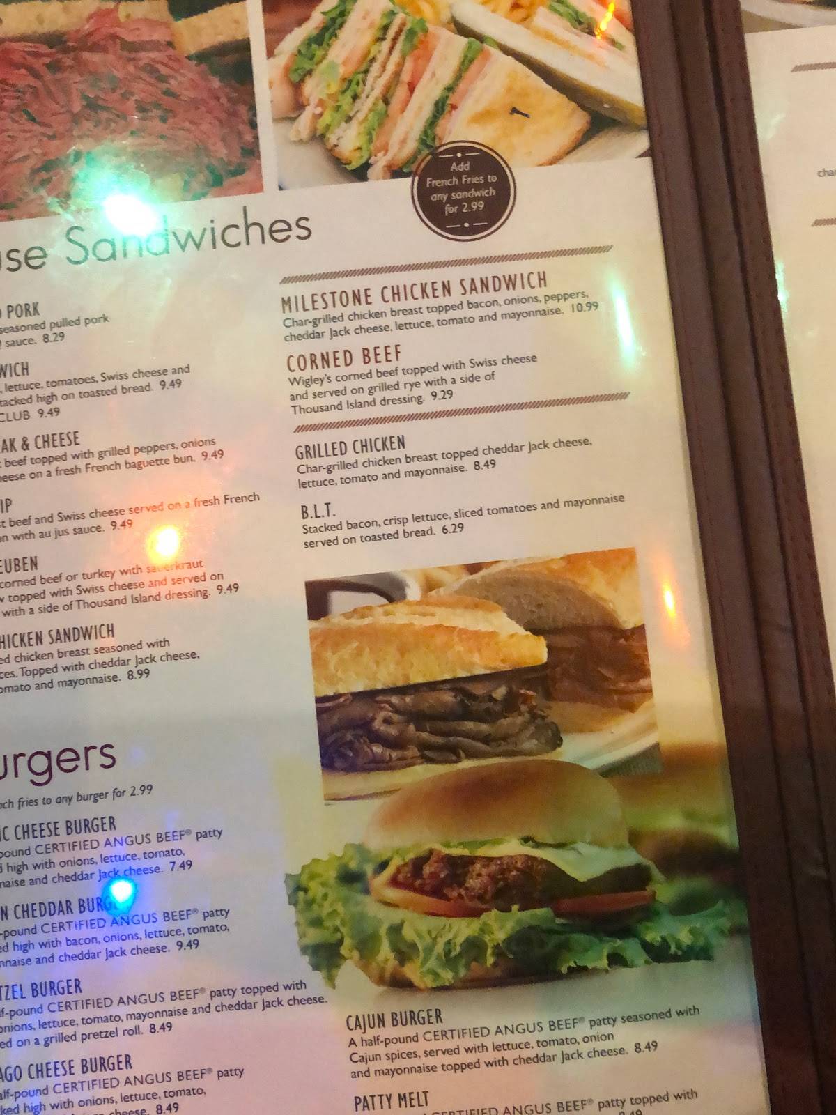 Menu at Milestone Grill pub & bar, Eastpointe