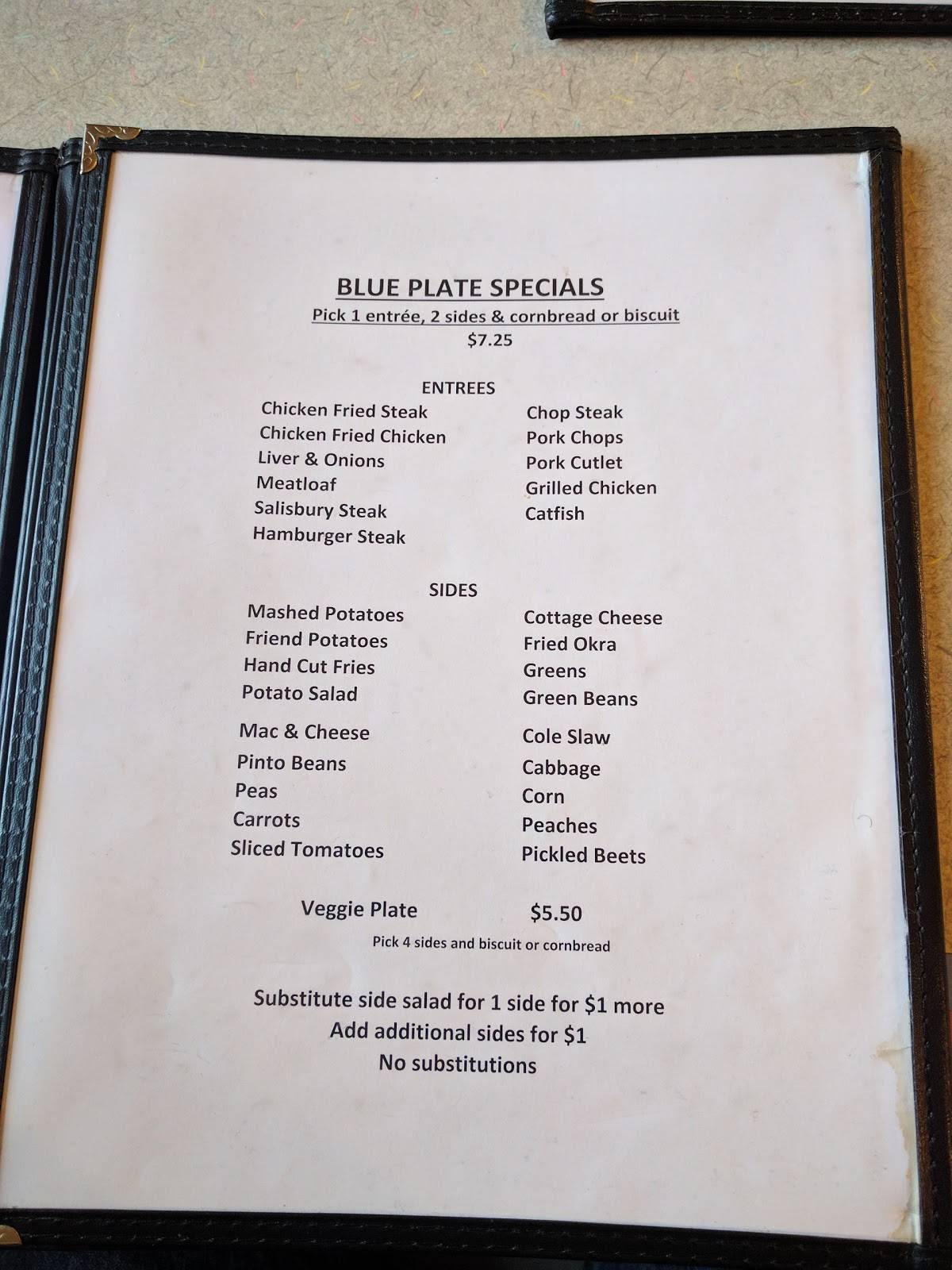 Menu at Mill Street Diner cafe, Lewisville