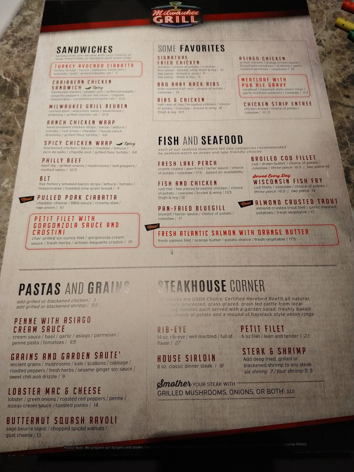 Menu at Milwaukee Grill Janesville pub & bar, Janesville