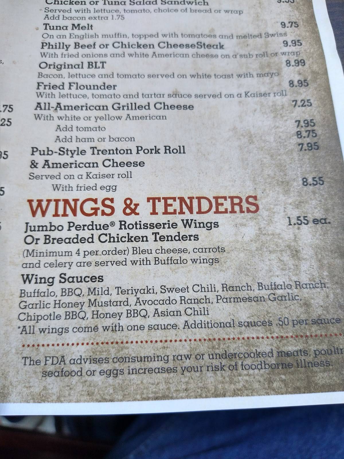 Menu at Miracle Pub, Toms River