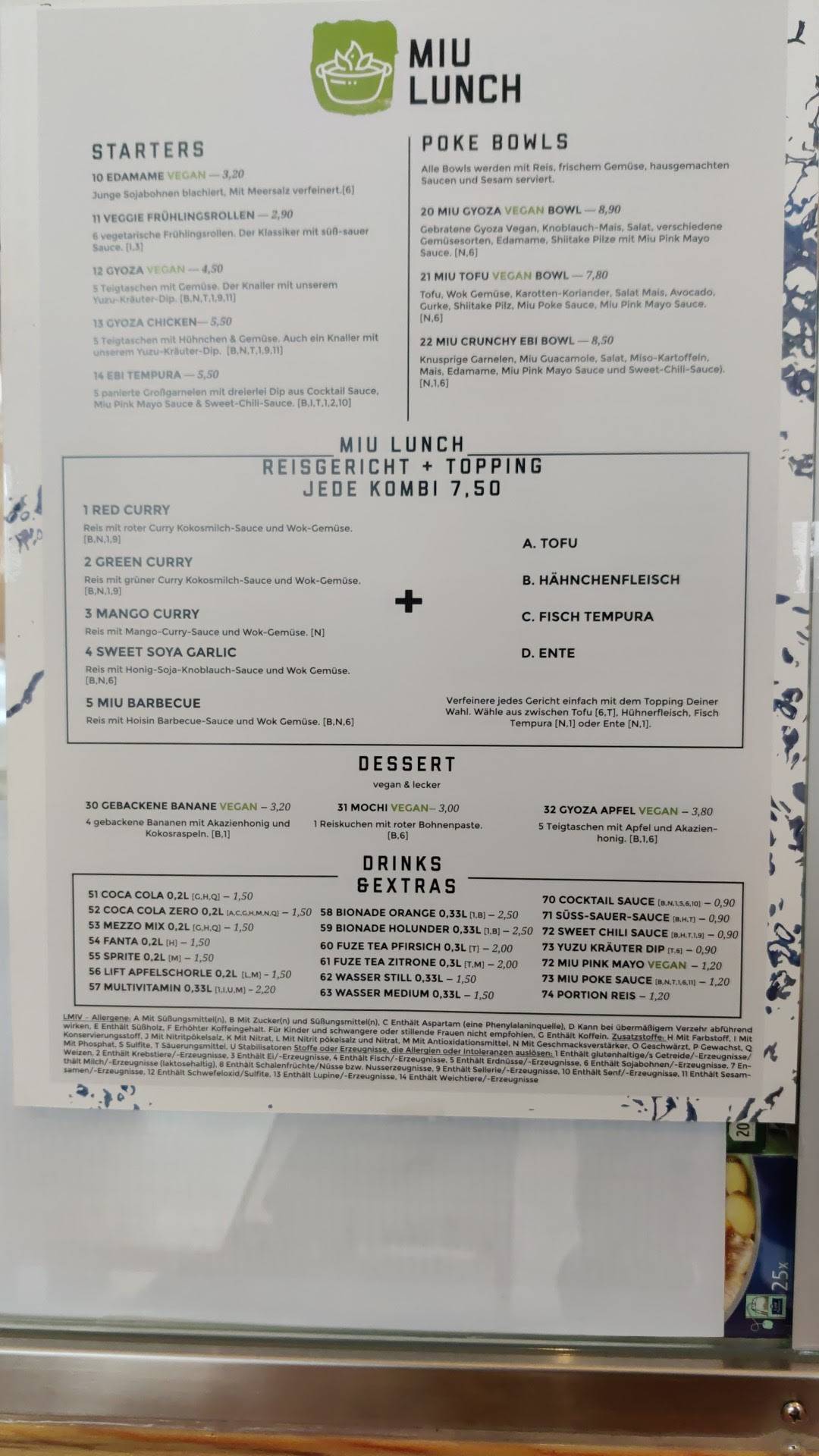 Speisekarte von Miu Lunch restaurant, Berlin