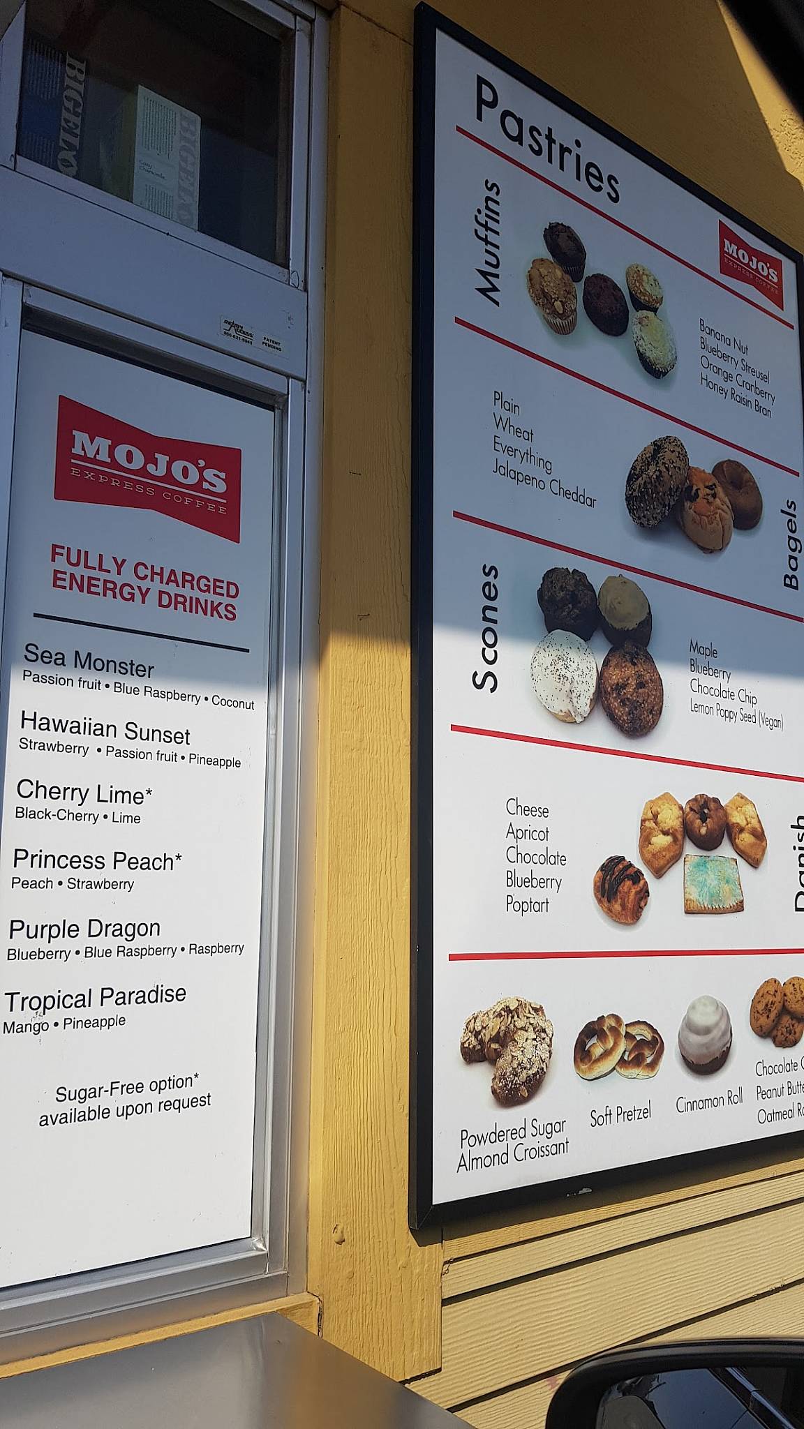 Menu at Mojo's Drive Thru Coffee LLC cafe, Corona