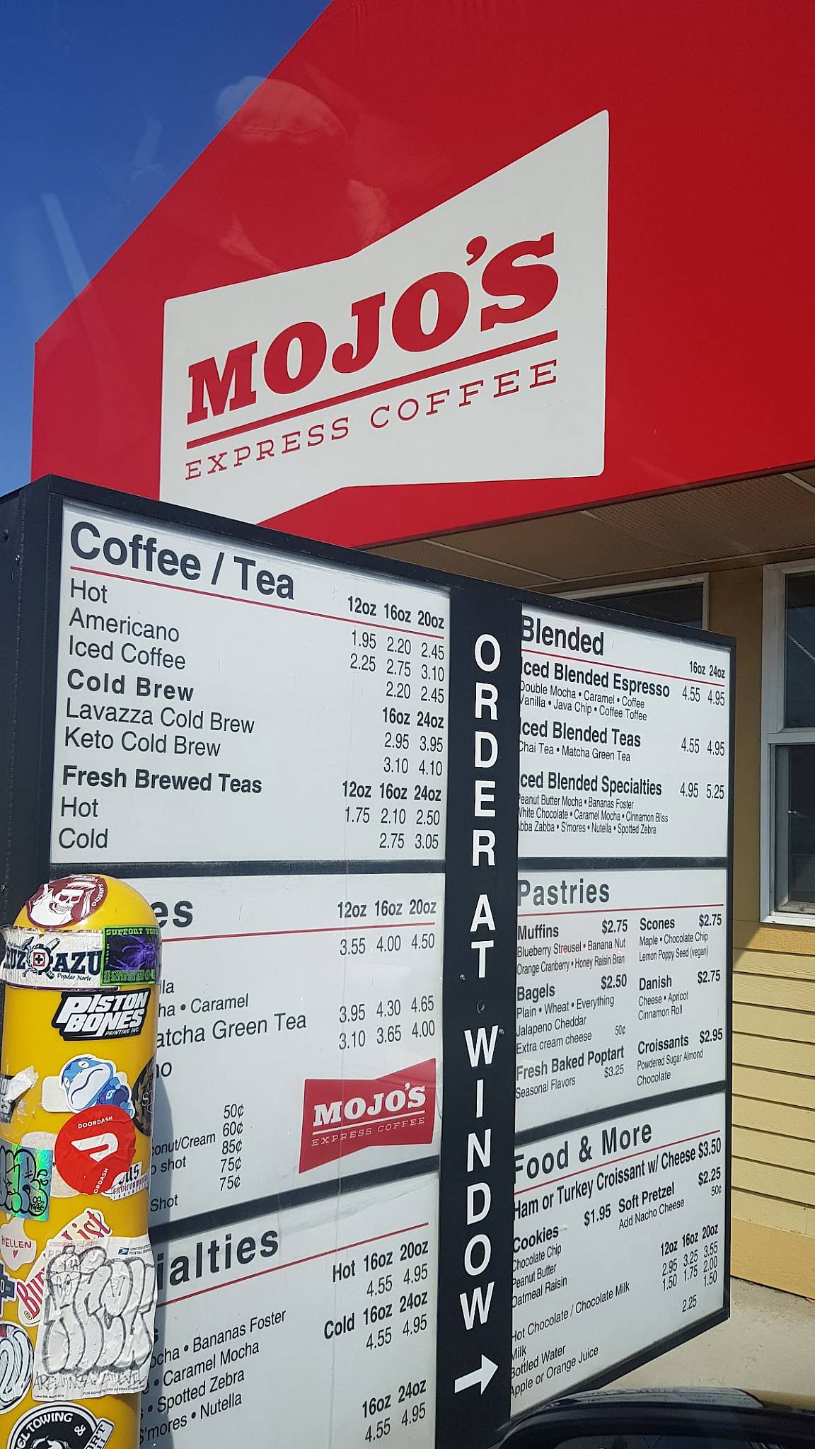 Menu at Mojo's Drive Thru Coffee LLC cafe, Corona