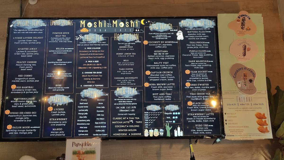 Menu at Moshi Moshi Boba Cafe, Greensboro