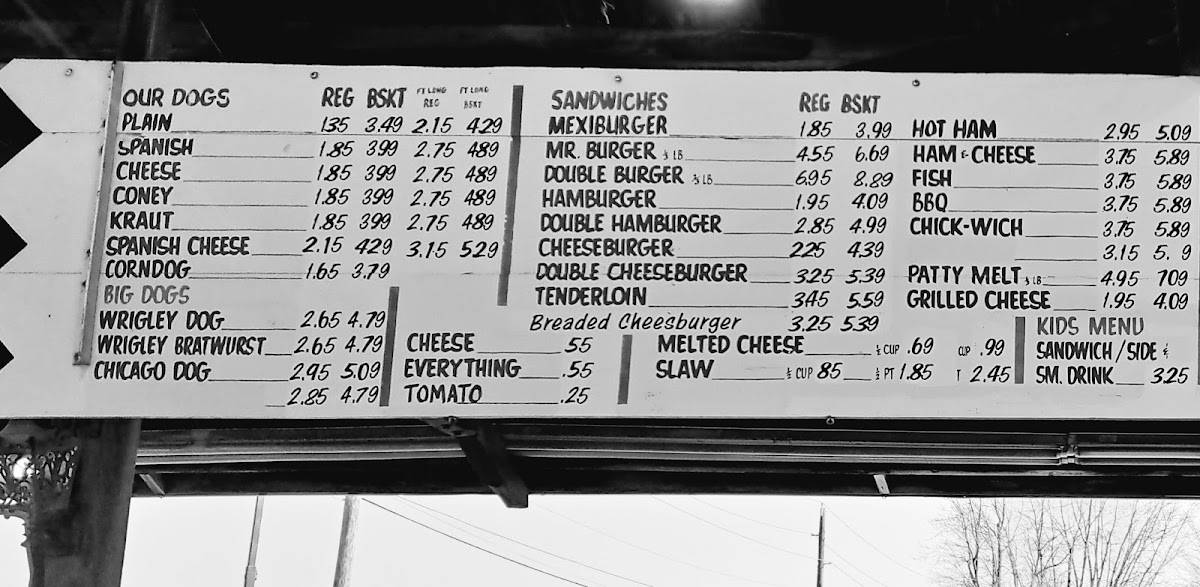 Menu at Mr. Weenie restaurant, Peru