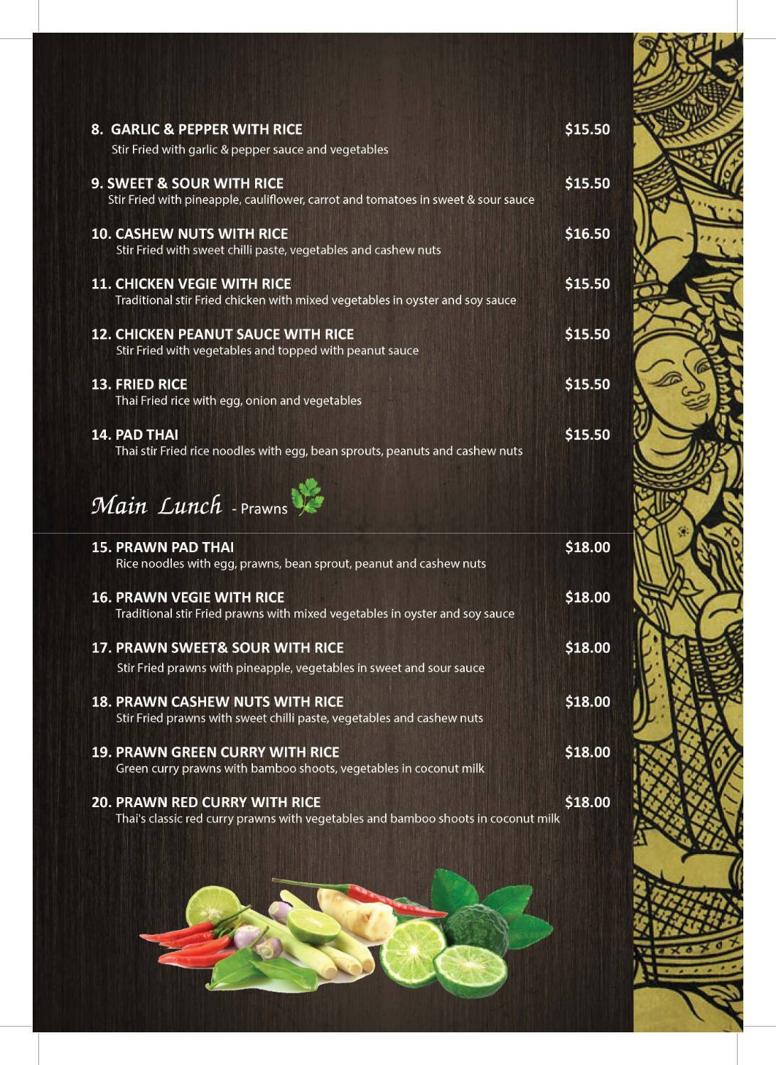 Menu at Muang Thai Pukekohe Restaurant, Pukekohe