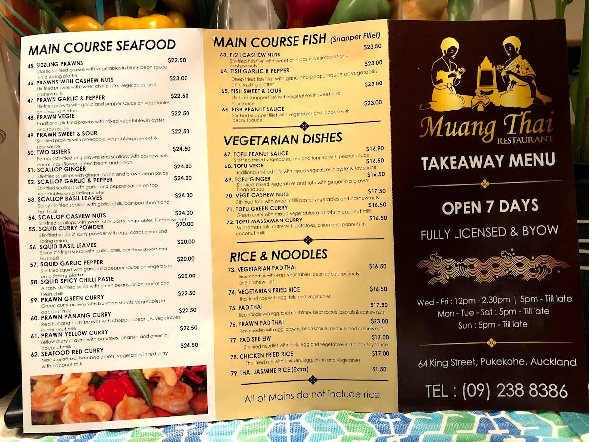 Menu at Muang Thai Pukekohe Restaurant, Pukekohe