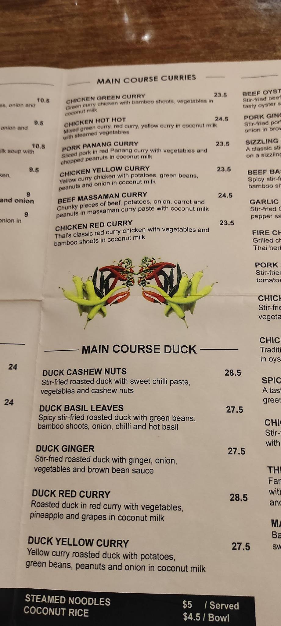 Menu at Muang Thai Pukekohe Restaurant, Pukekohe