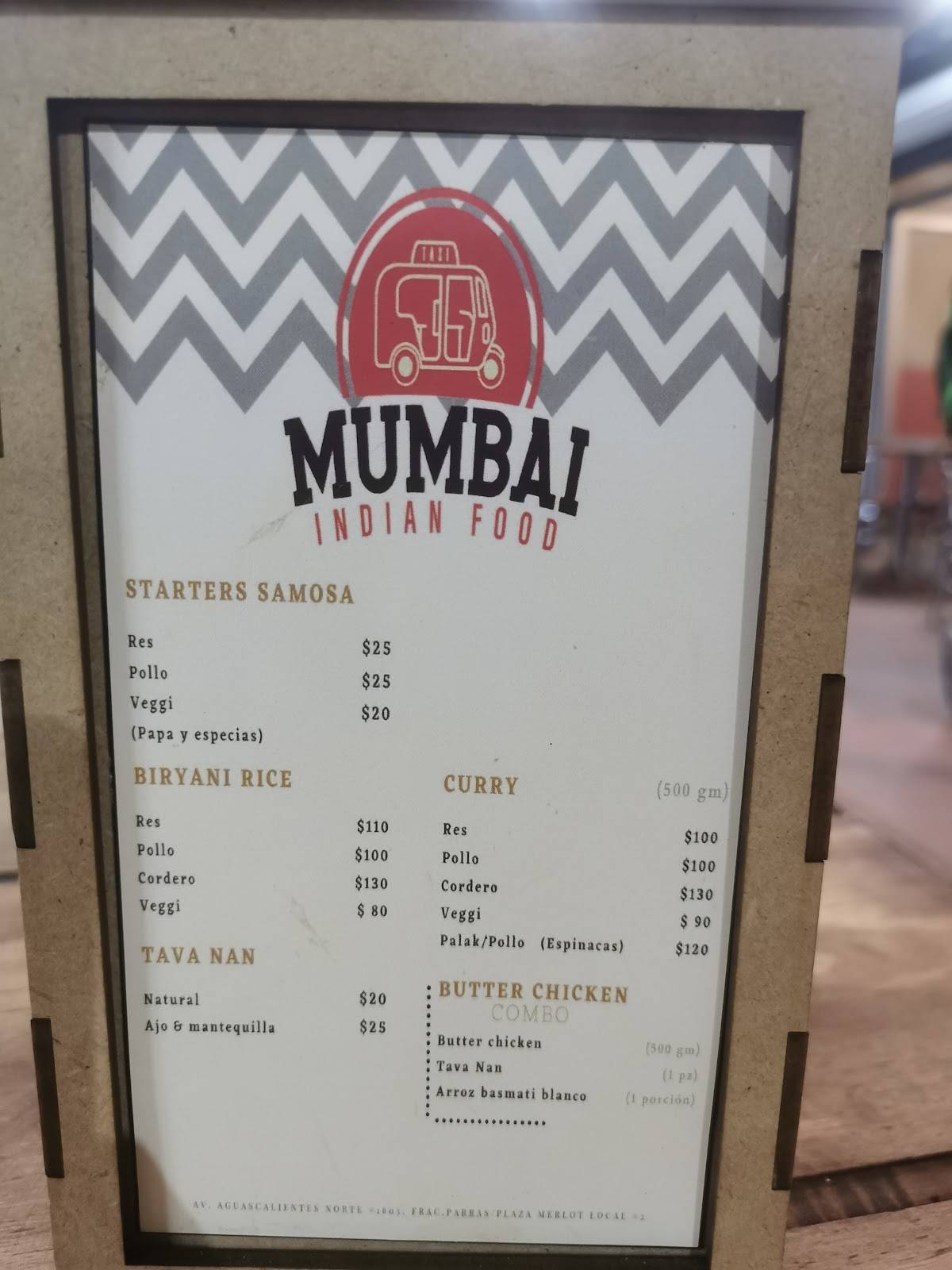 Menu at Mumbai Indian FOOD restaurant, Aguascalientes