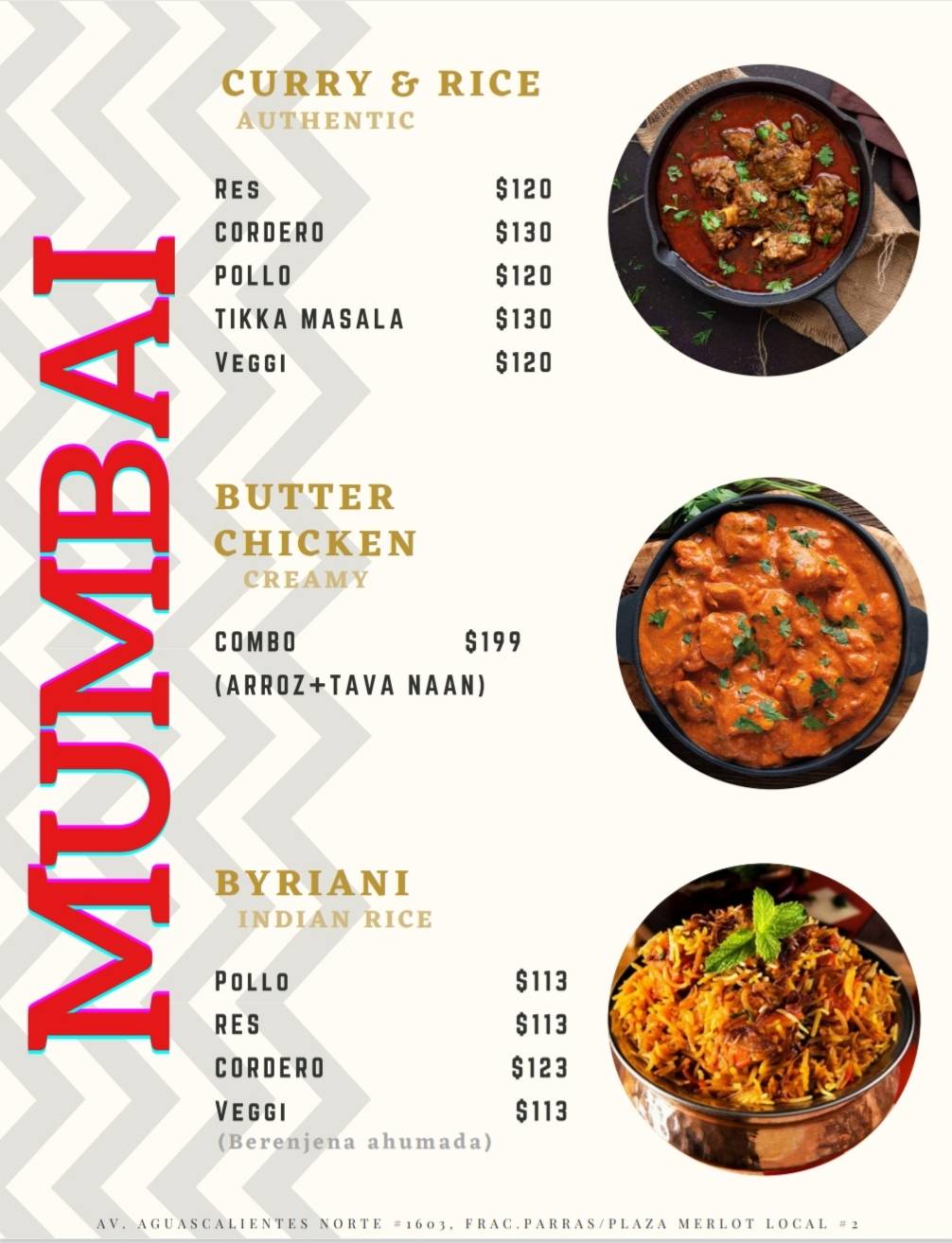Menu at Mumbai Indian FOOD restaurant, Aguascalientes