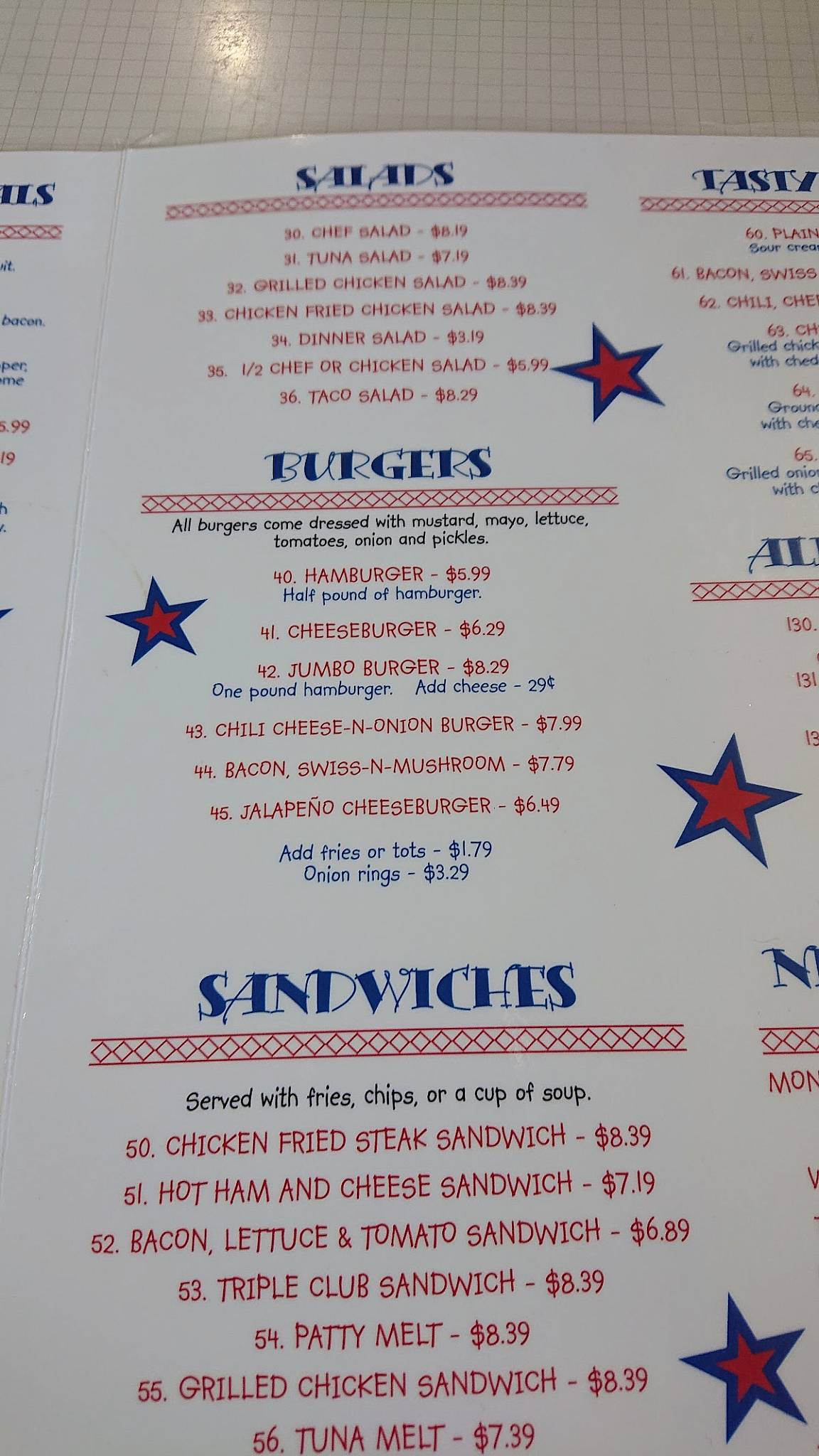 Menu at Kinfolks Restaurant, Nacogdoches