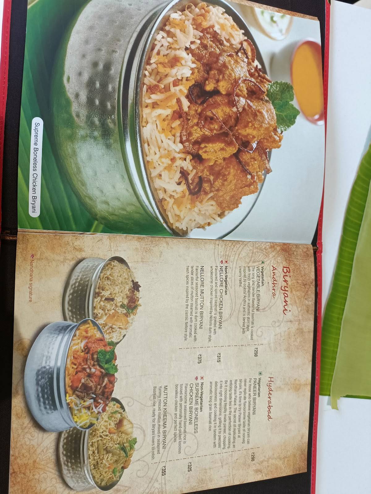 Menu at Nandhana Palace - Andhra Style Restaurant - Velachery, Chennai