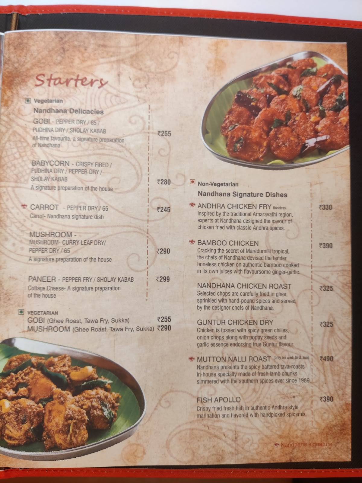 Menu at Nandhana Palace - Andhra Style Restaurant - Velachery, Chennai
