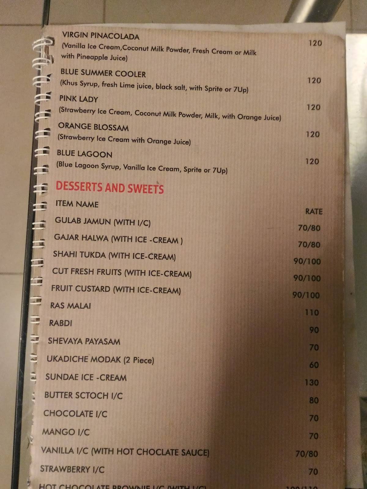 Menu at Hotel Rama Heritage Pure Veg Restaurant, Nashik