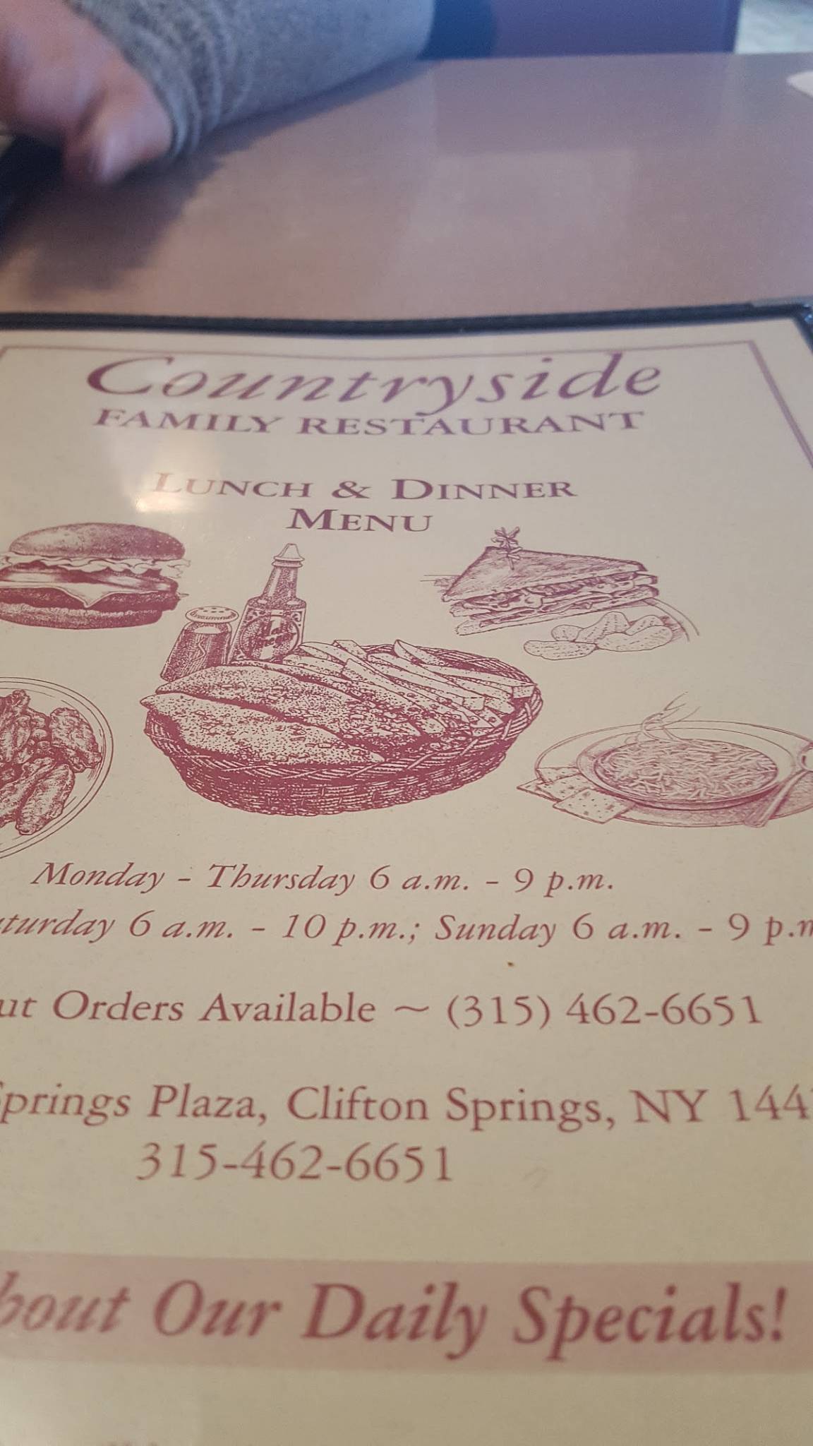 Menu at New Countryside Family Restaurant, Clifton Springs