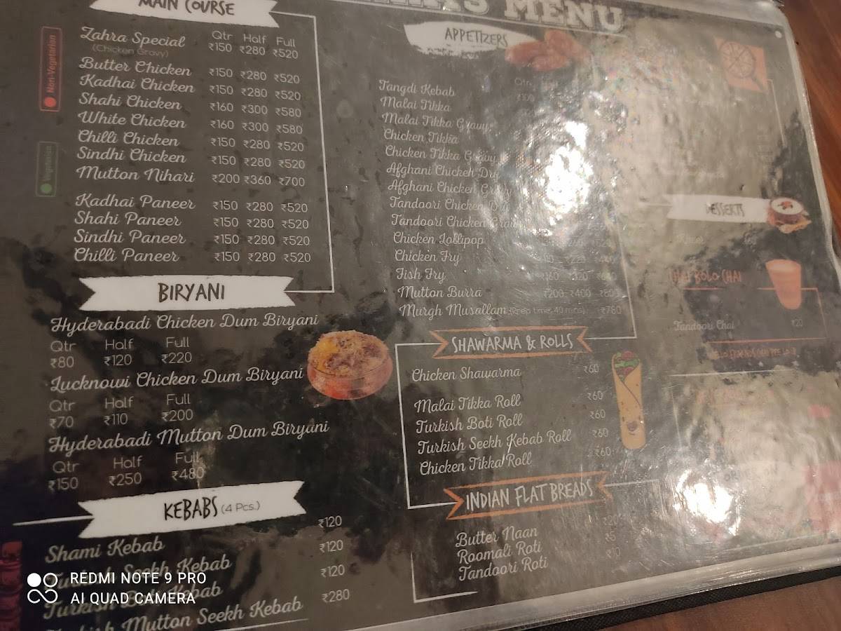 Menu at Zahra Restaurant & Café - Shaheen bagh, New Delhi
