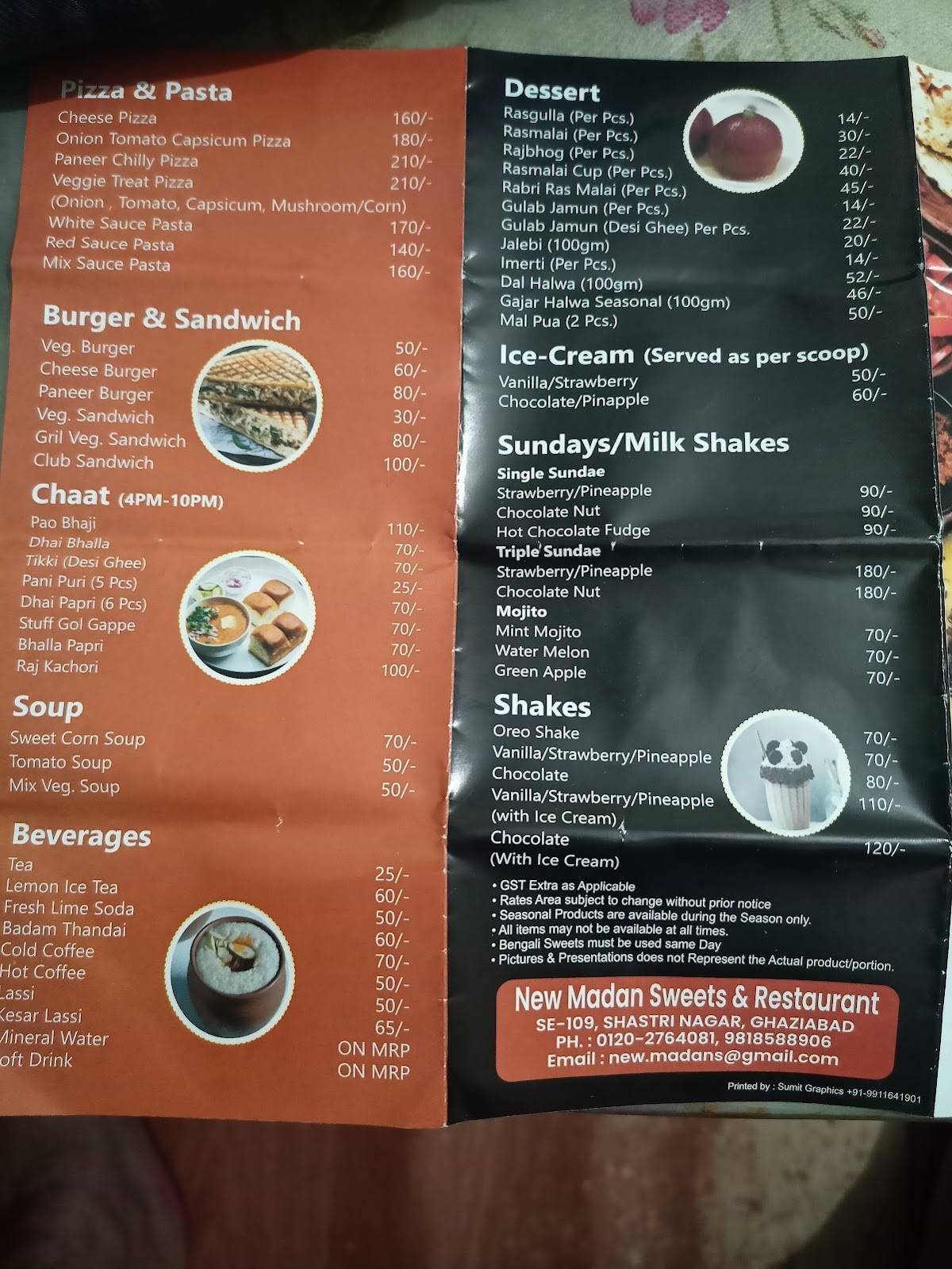 Menu at New Madan Sweets & Restaurant, Ghaziabad