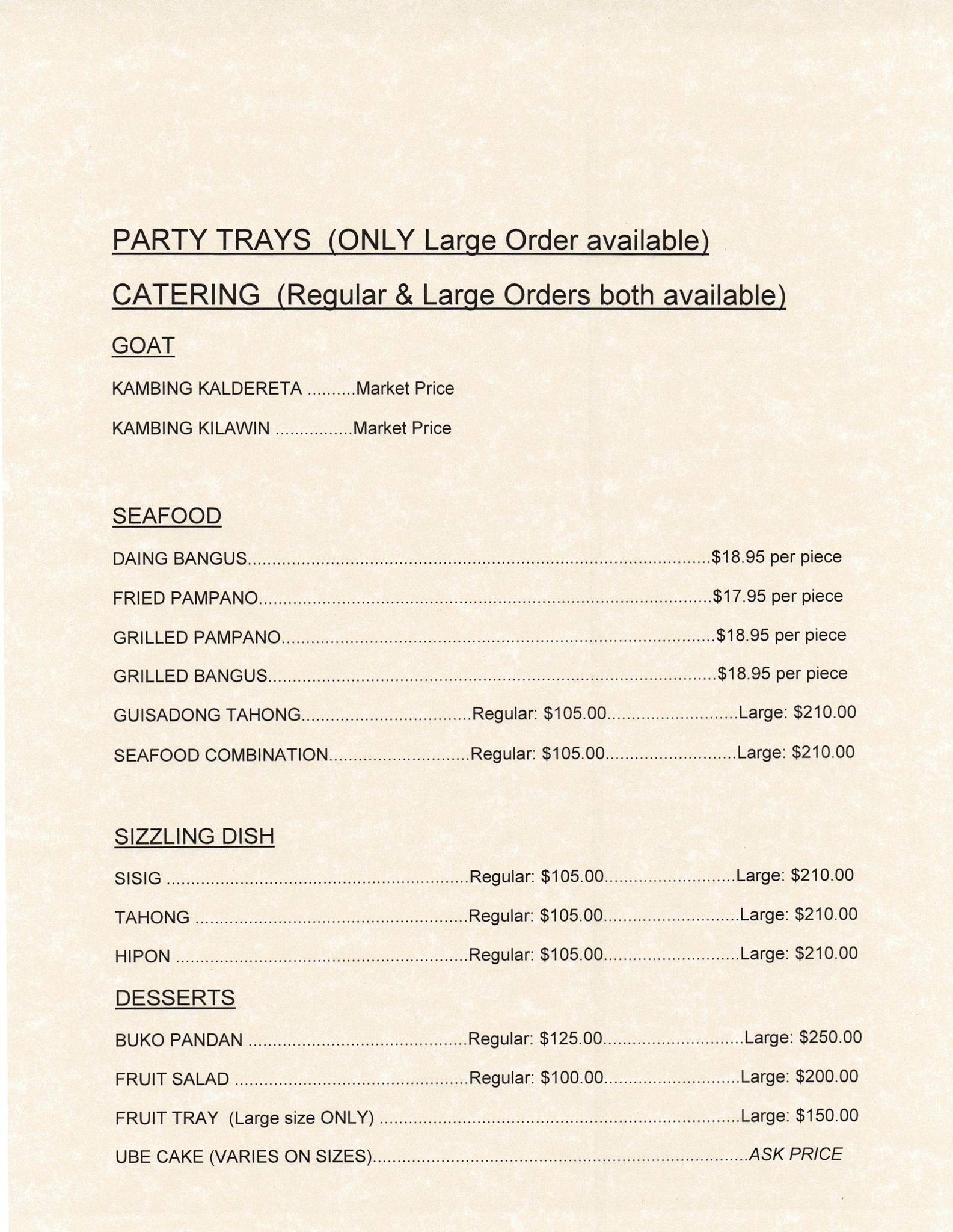 Menu at Tita Mia's Filipino Restaurant & Cafe, Niles