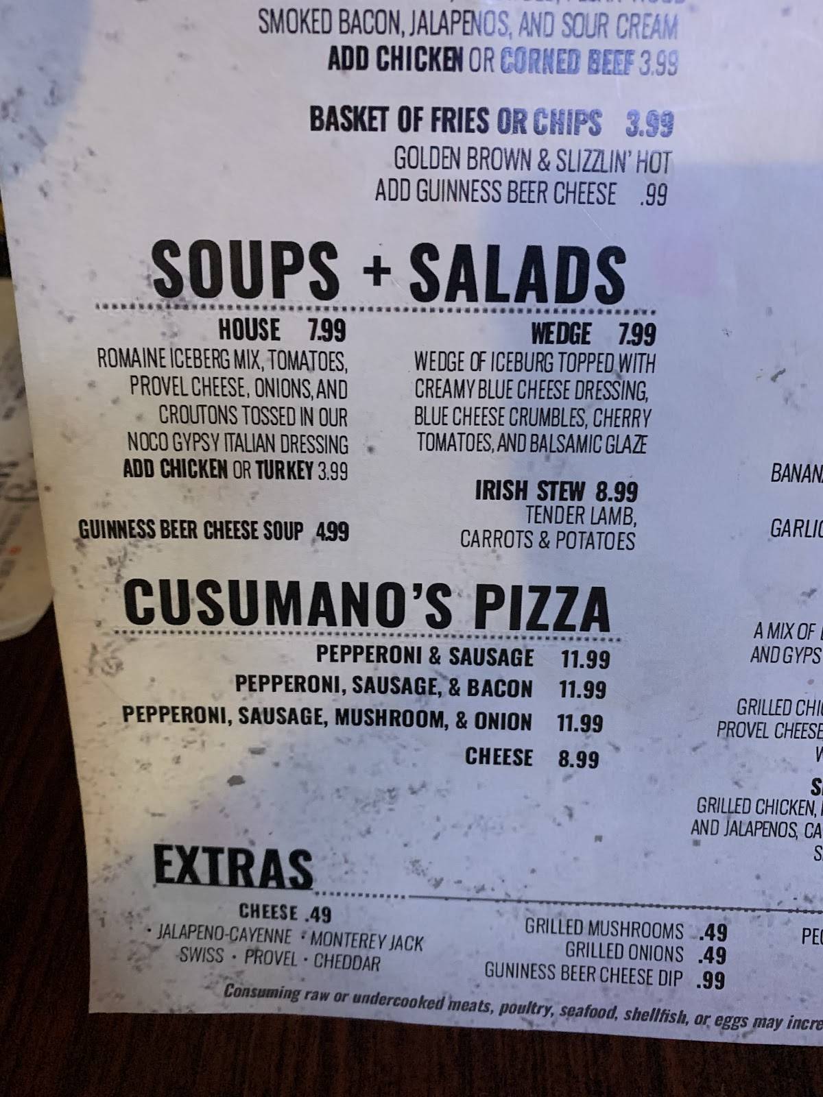 Menu at The Irish Gypsy Bar and Grill, O'Fallon