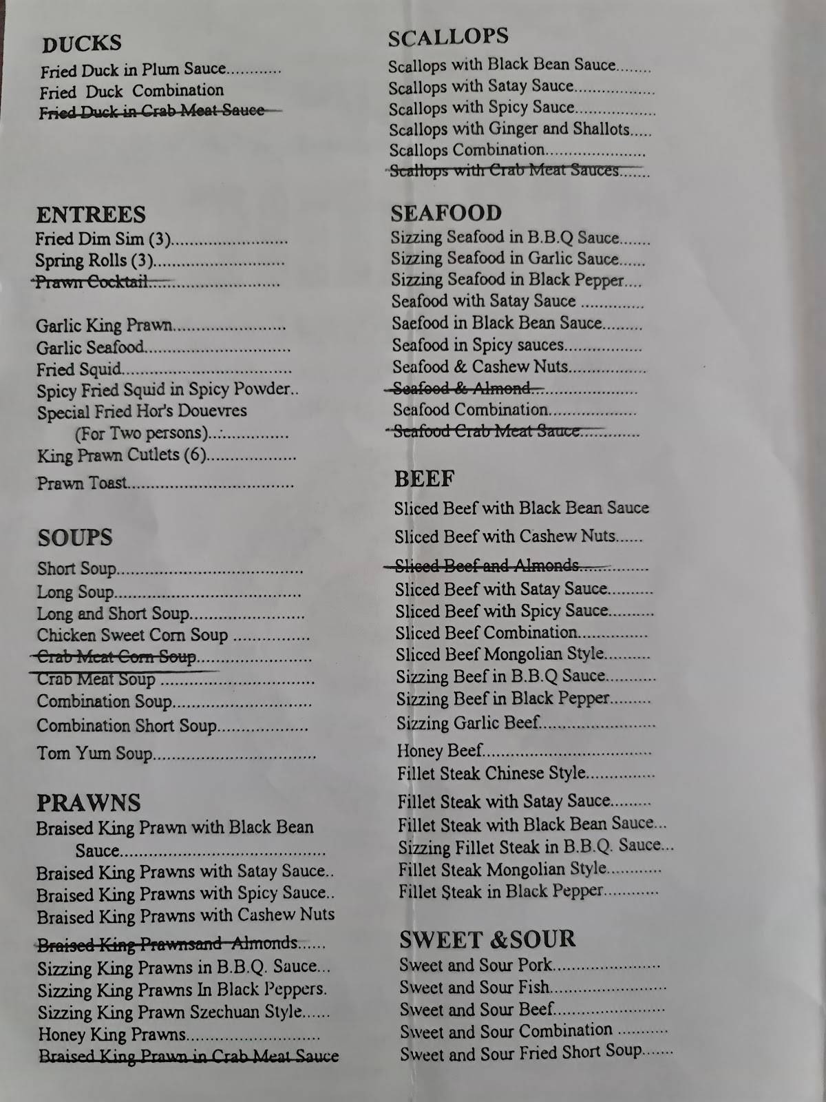 Menu at Oceanic restaurant, Salamander Bay