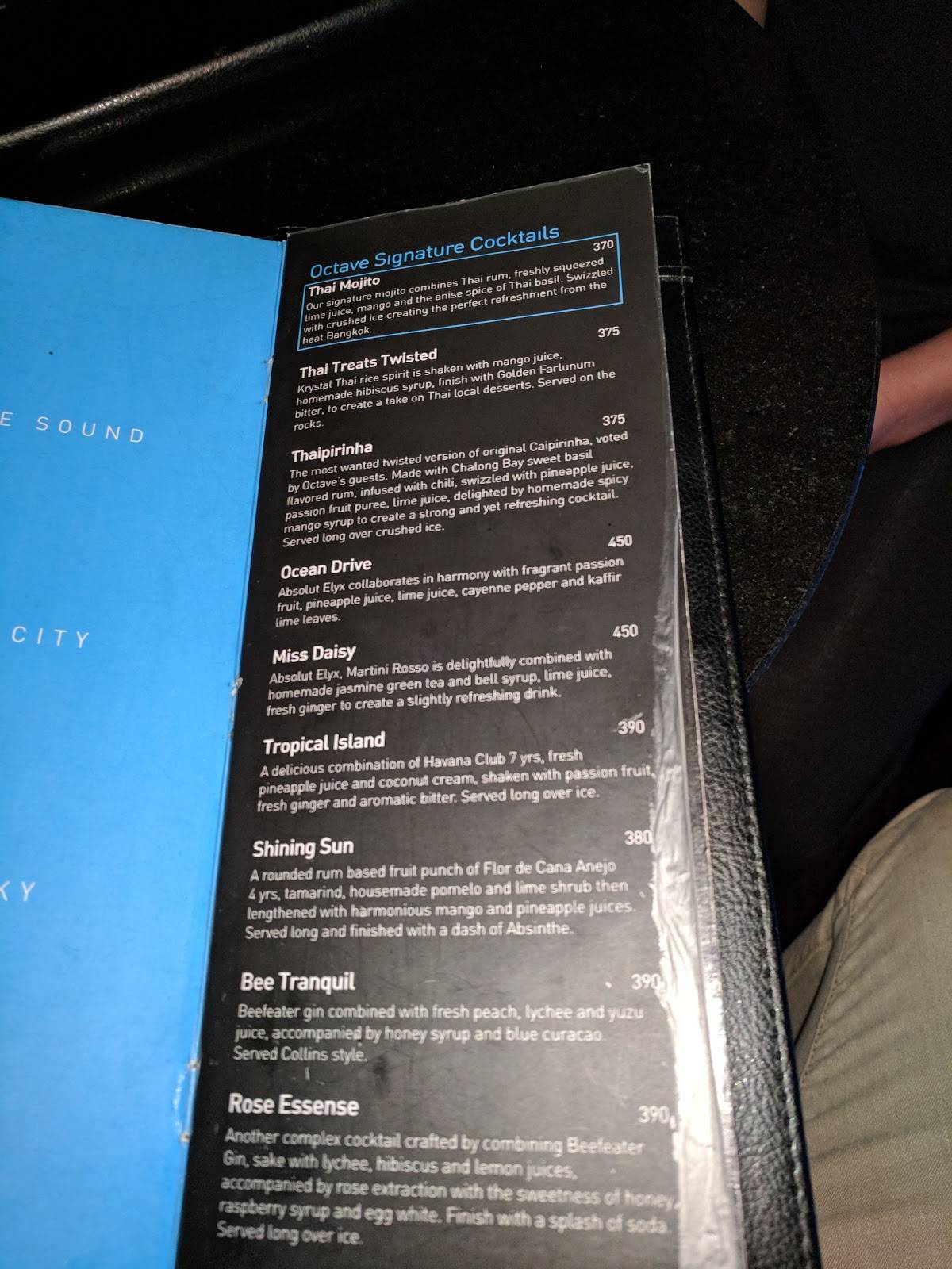 Menu at Octave Rooftop Lounge & Bar, Bangkok