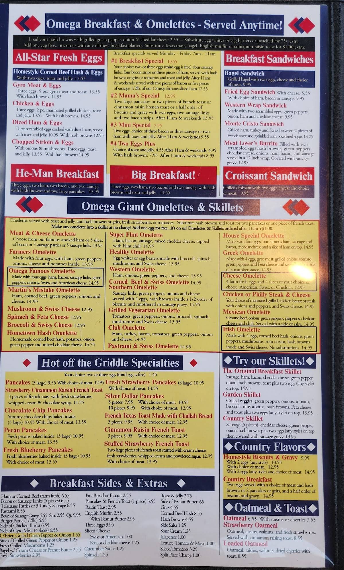 Menu at Omega Ham & Corn Beef Deli restaurant, Grand Blanc