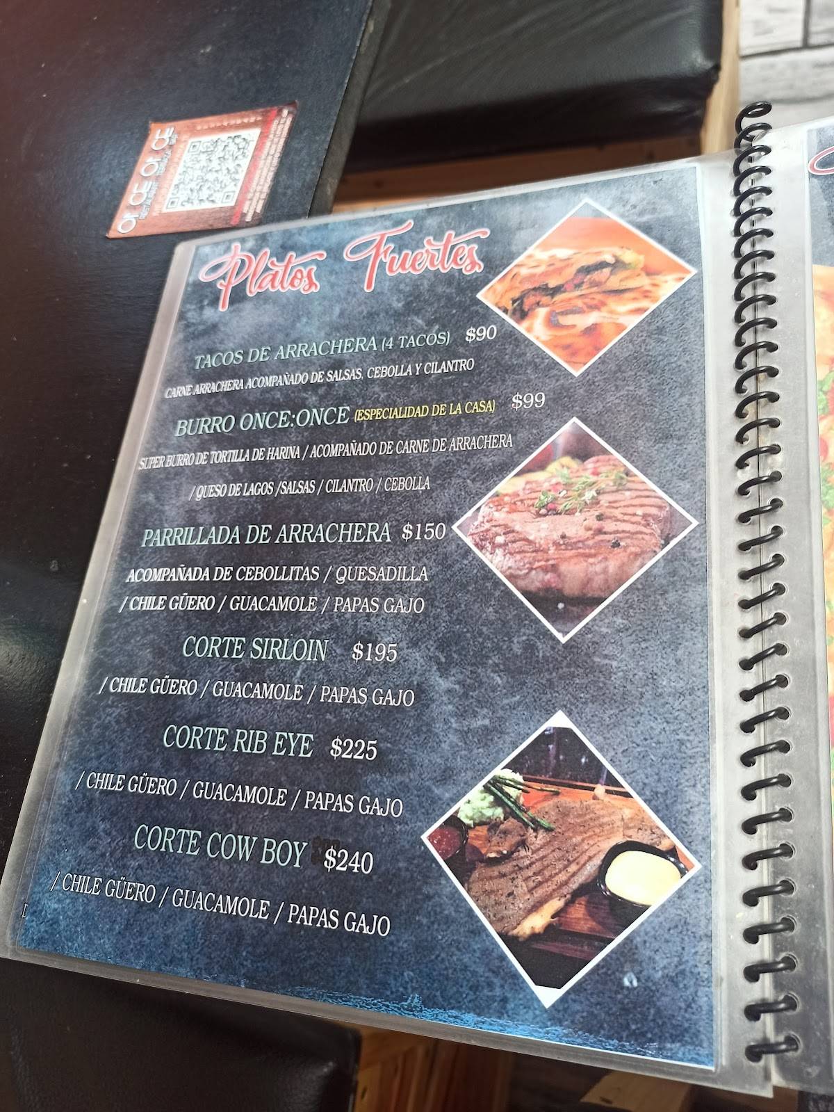 Carta de Once Once Restaurante - Terraza - Bar, Lagos de Moreno