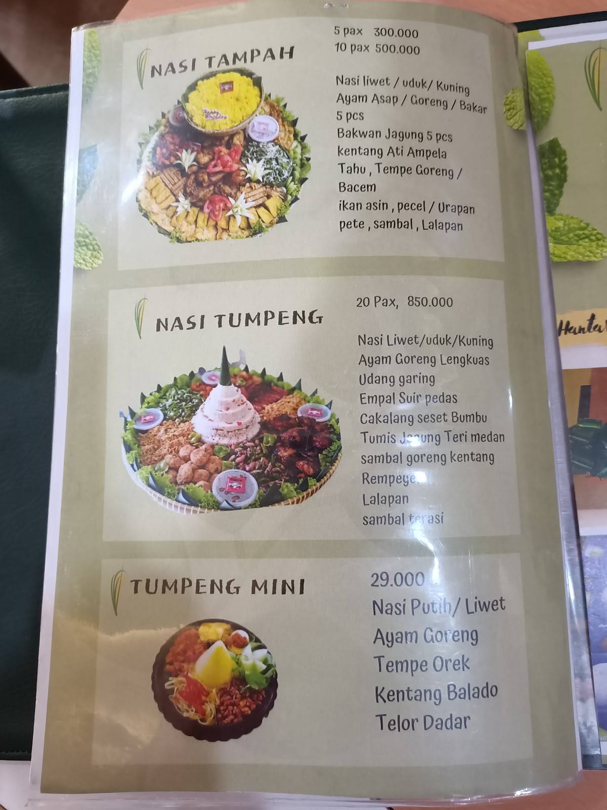 Menu at Padi Padi Restoran restaurant, Indonesia