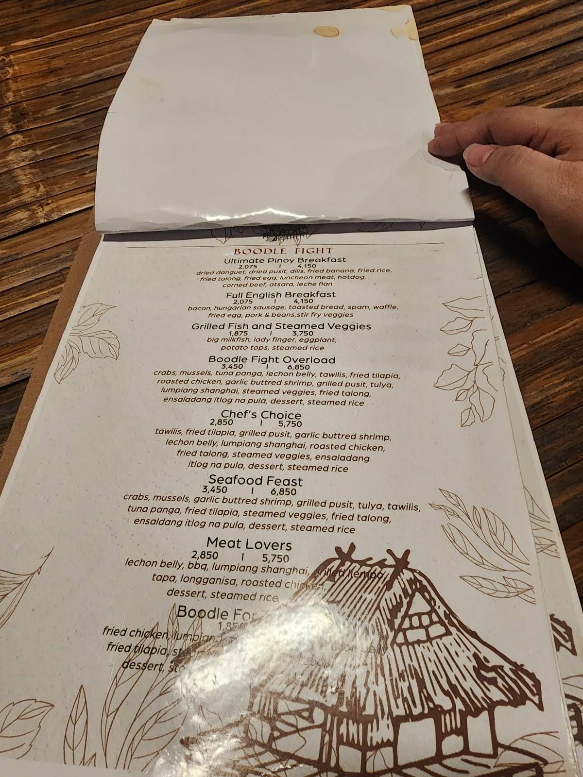Menu at Pamahaw restaurant, Silang
