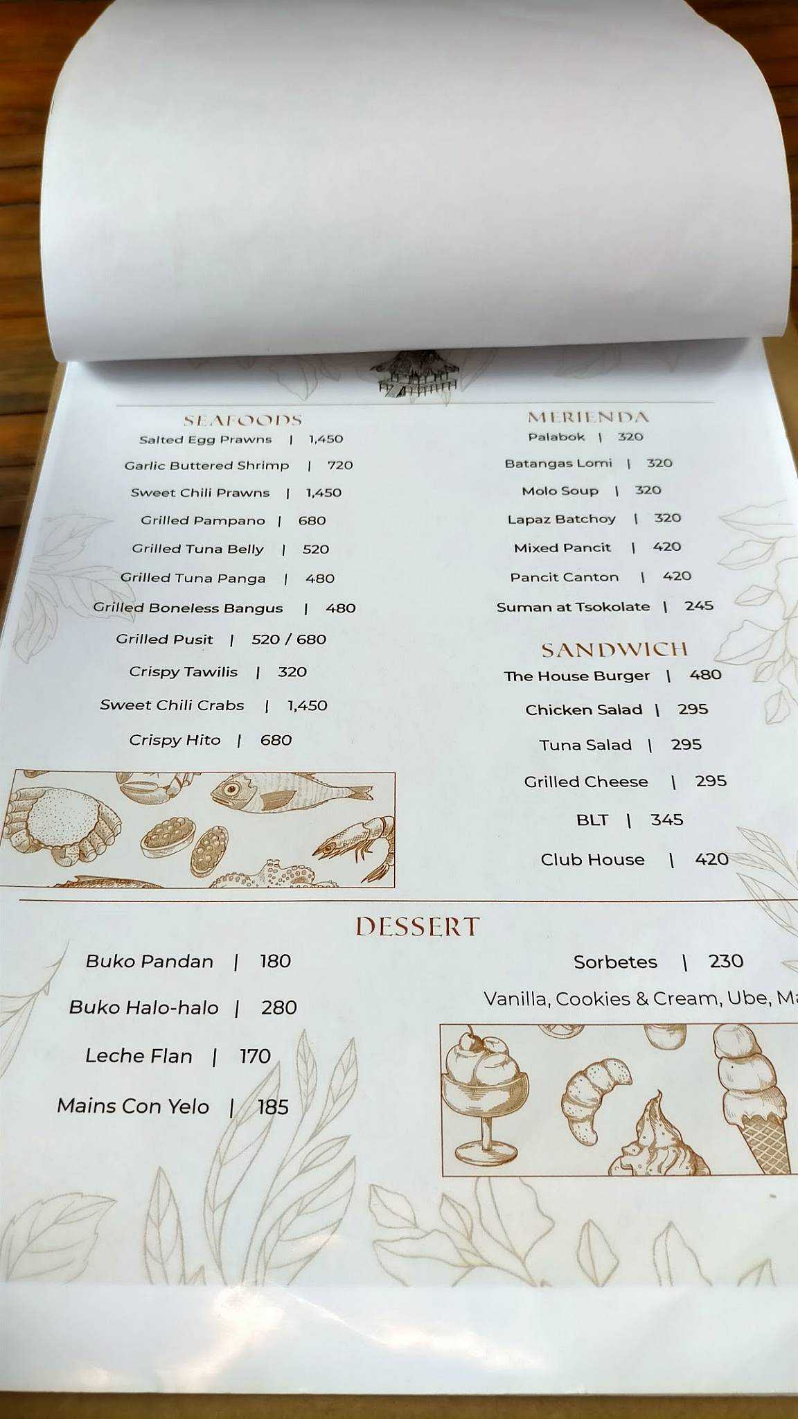 Menu at Pamahaw restaurant, Silang