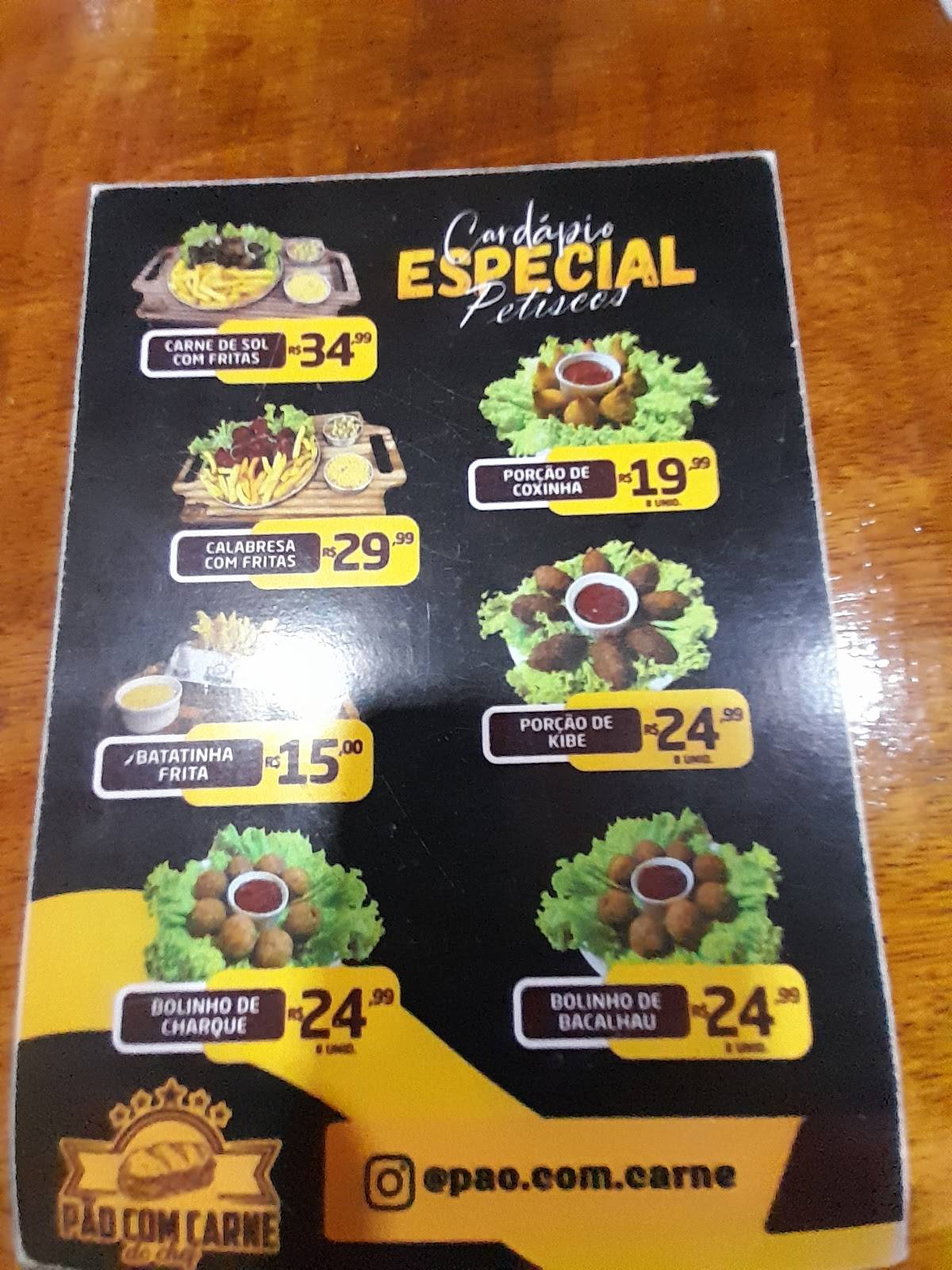 Menu at Pão com Carne, Aracaju