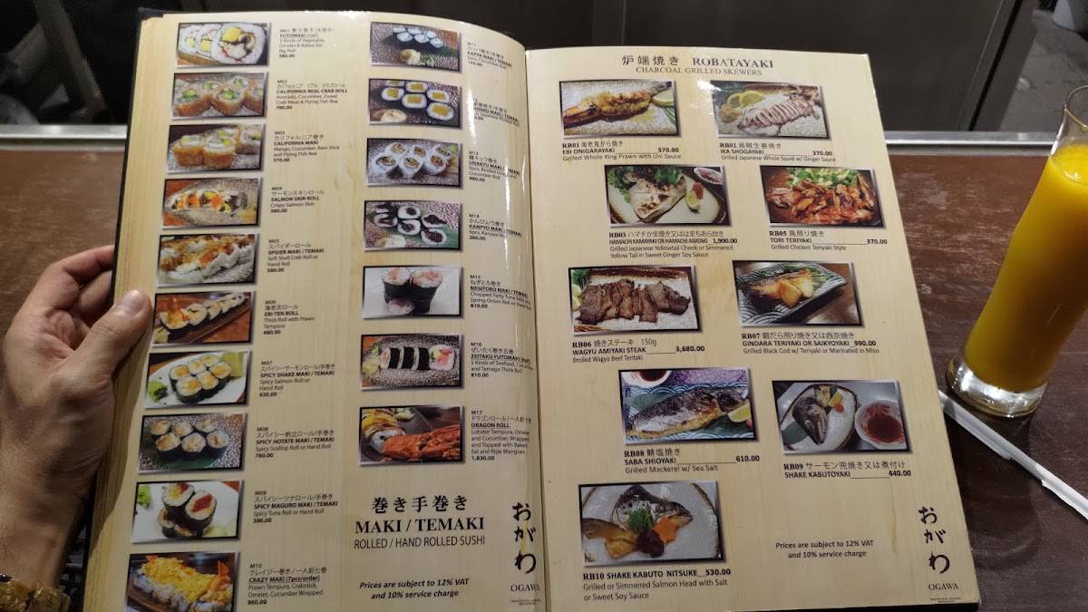 Menu at Ogawa restaurant, Taguig, The Fort Strip