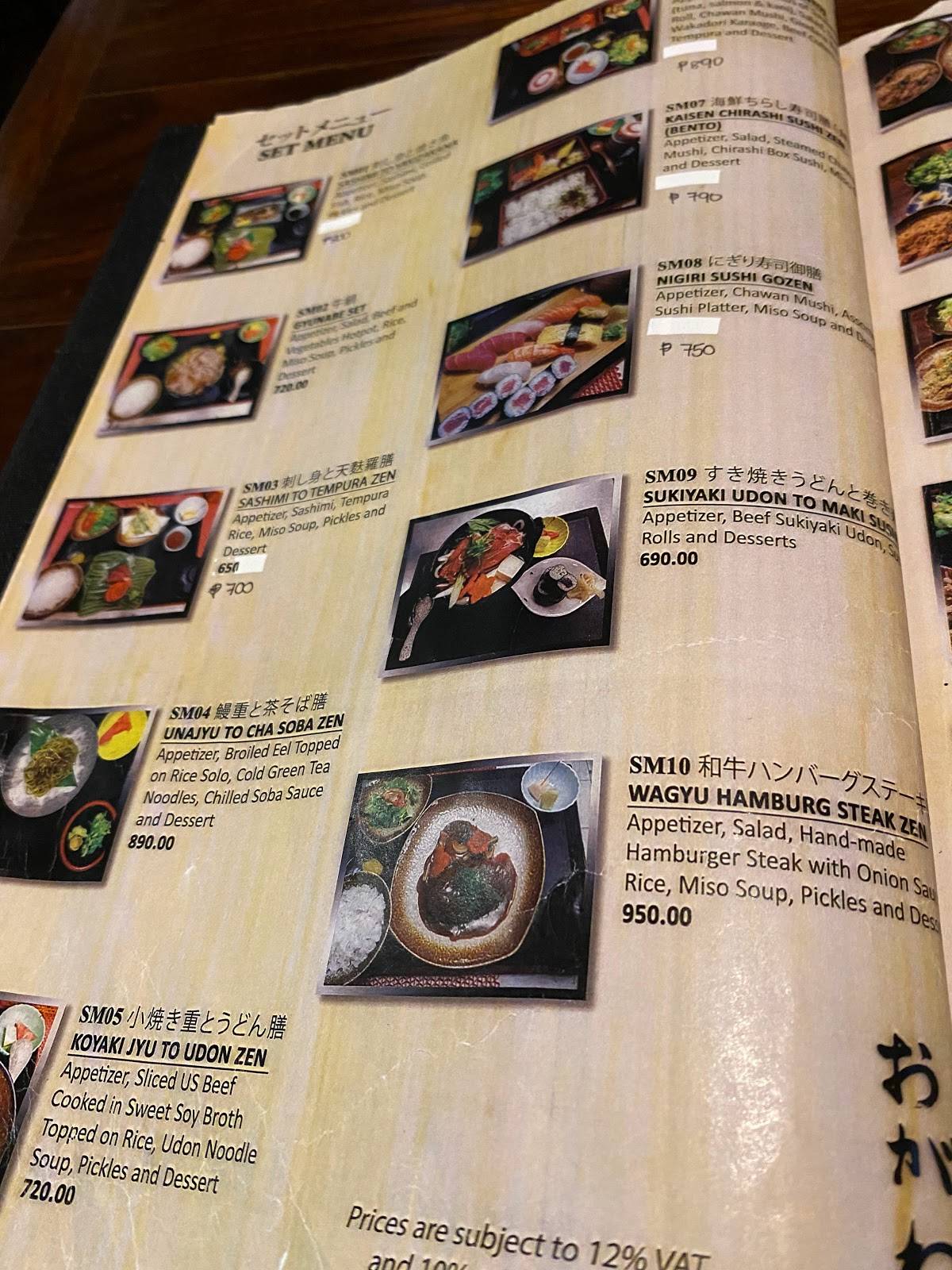 Menu at Ogawa restaurant, Taguig, The Fort Strip