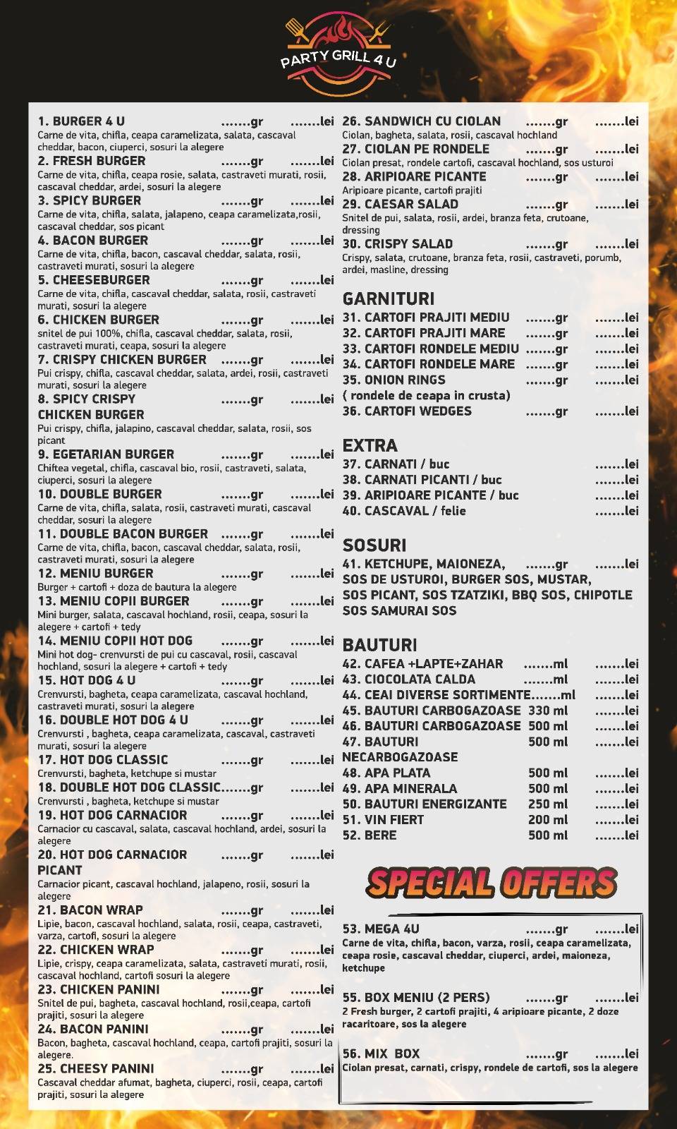 Speisekarte von Party Grill 4U, Târgu Mureș