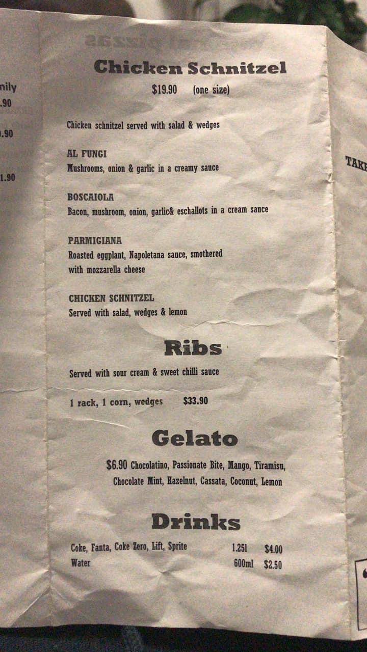 Menu at Pauly's Gourmet Kitchen restaurant, Morisset