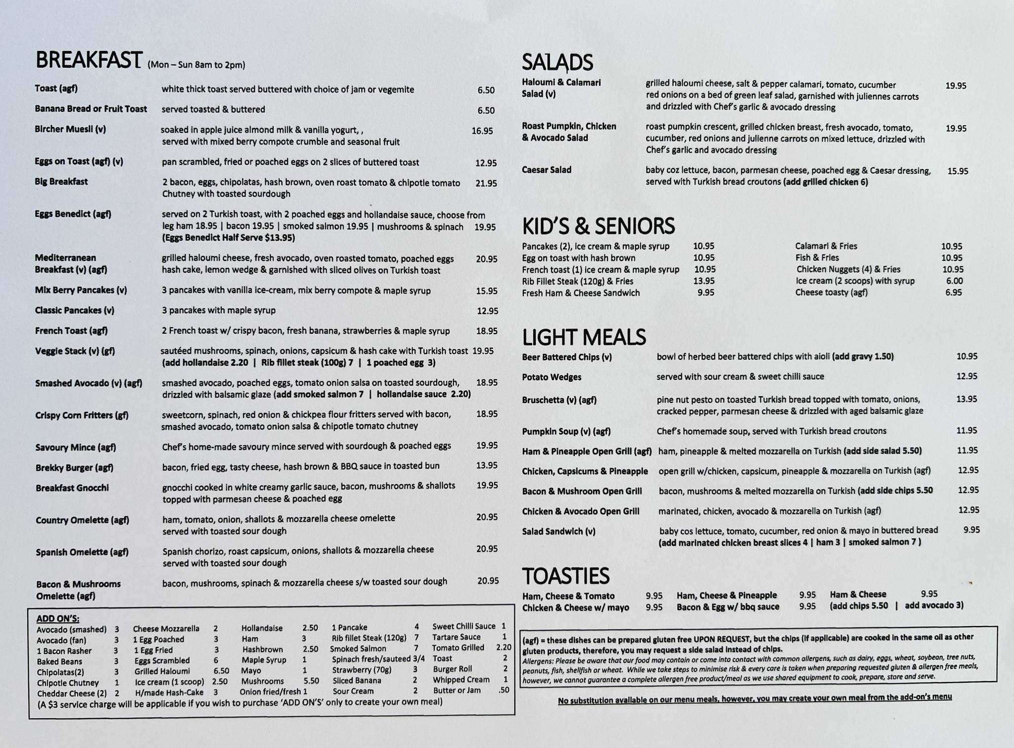 Menu at Perks Cafe, Jimboomba, Jimboomba Central Shopping Centre 29