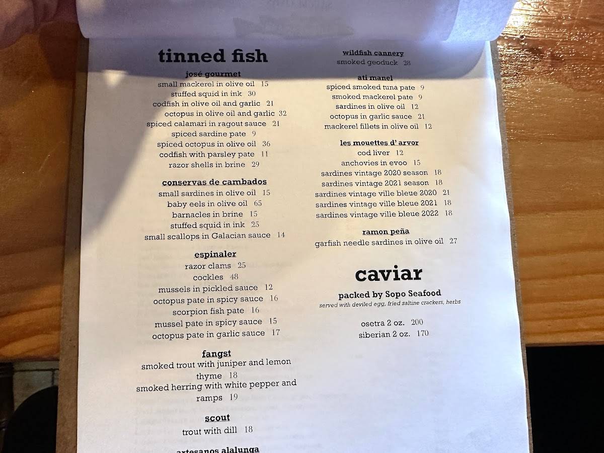 Menu at Peter Trout's Tavern and Inn restaurant, Southwest Harbor