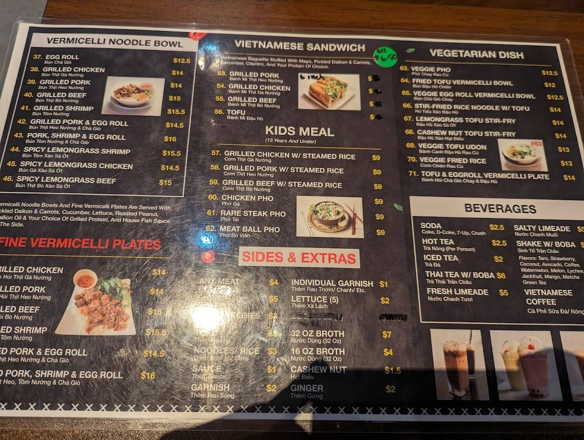 Menu at Pho Ava Vietnamese Restaurant, Santa Fe