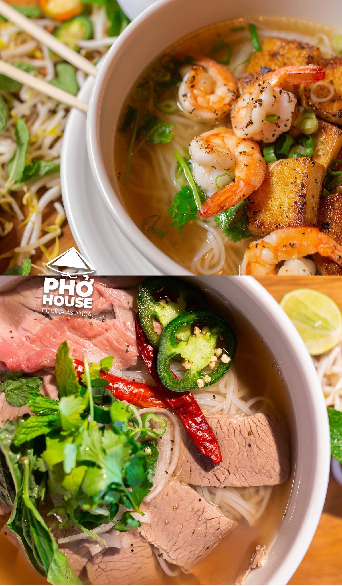 Menu at Pho House restaurant, Mexicali, Boulevar Benito Juárez 2253