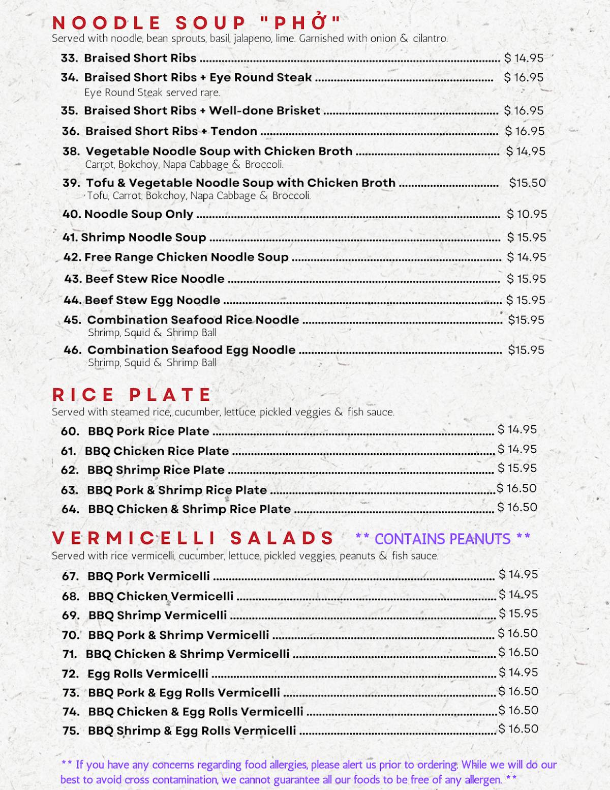 Menu at Pho Kitchen & Boba Tea restaurant, Watsonville