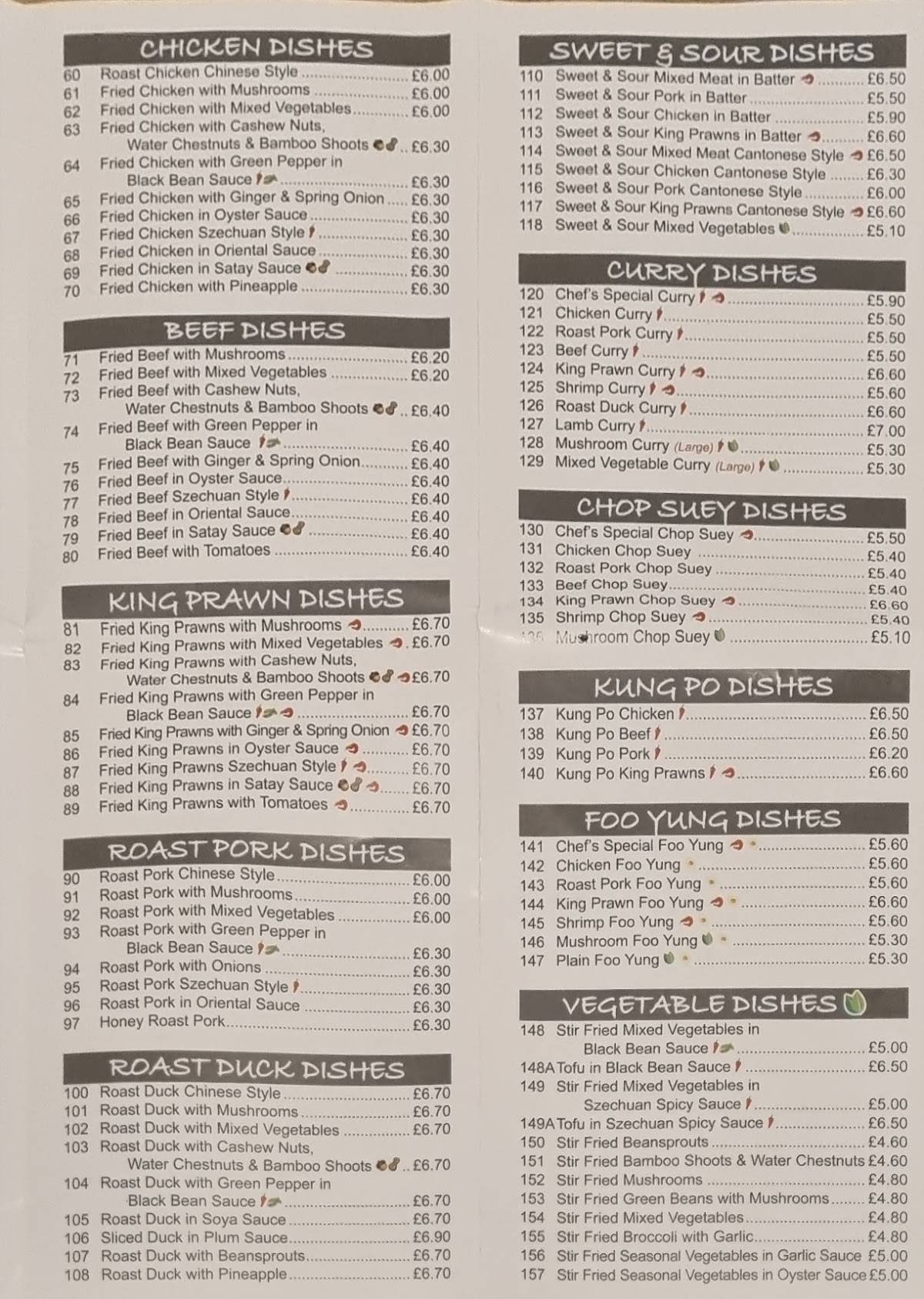 Menu at Phoenix Chinese Takeaway & Delivery fast food, Colchester