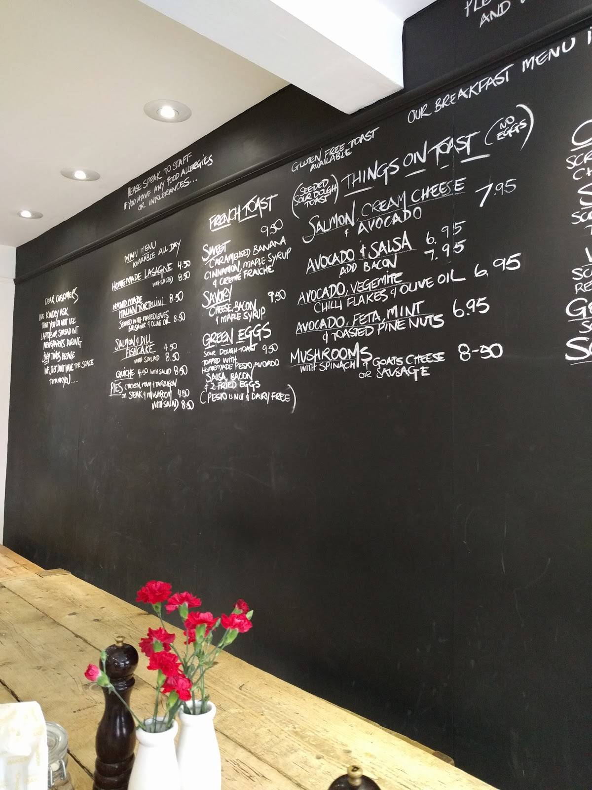 Menu at Pimlico Fresh cafe, London, 86-87 Wilton Rd