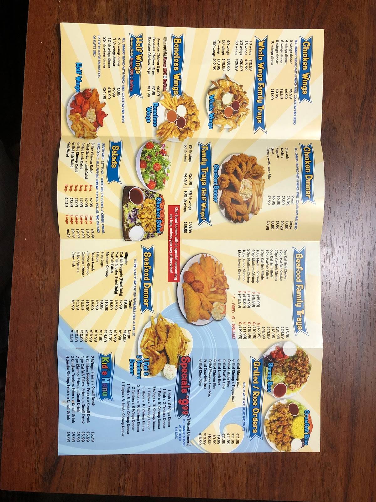 Menu at Ocean's Fish & Chicken restaurant, Pine Bluff, S Camden Rd