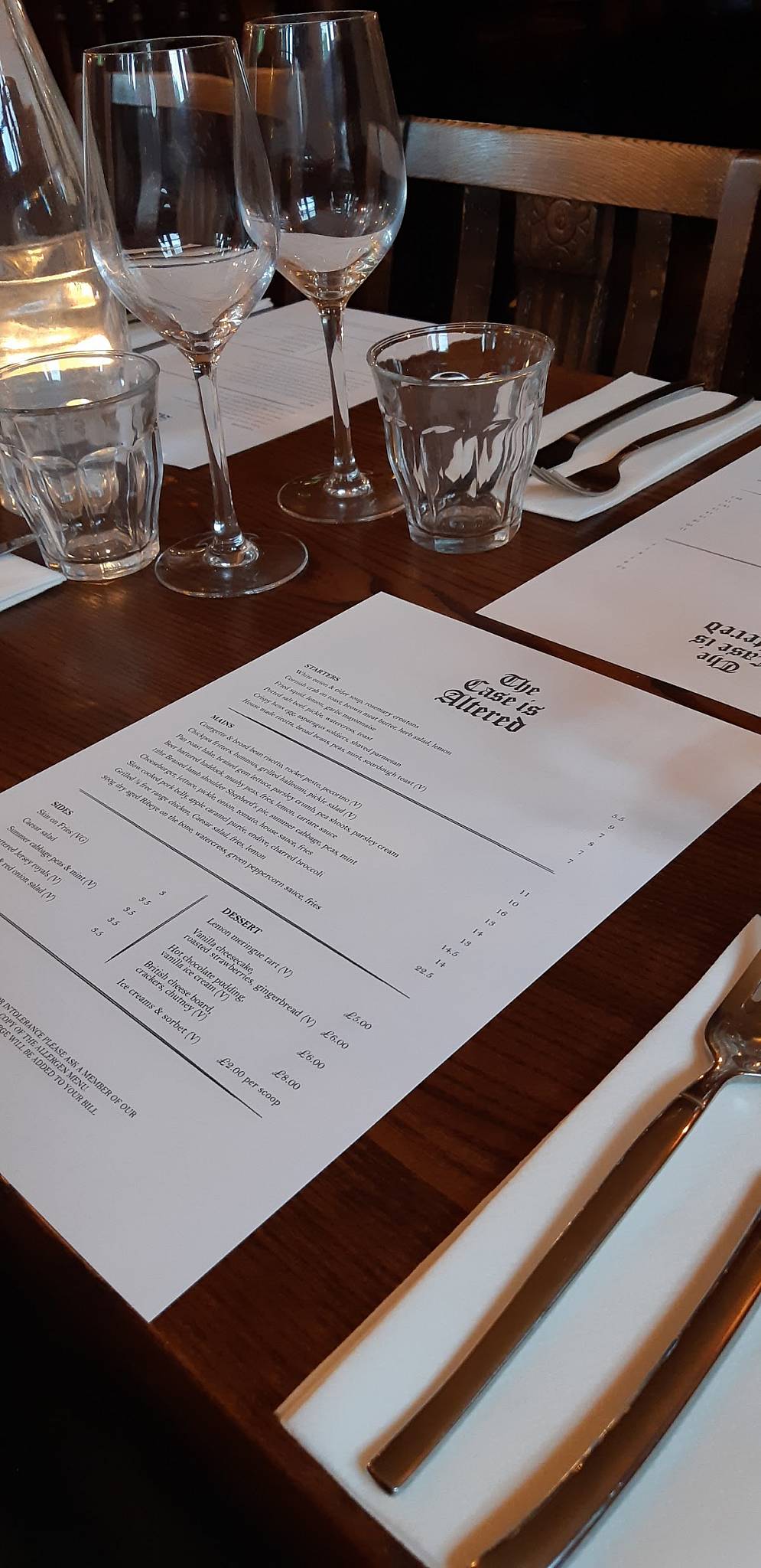 Menu at The Case Is Altered pub & bar, Pinner, High Rd Eastcote