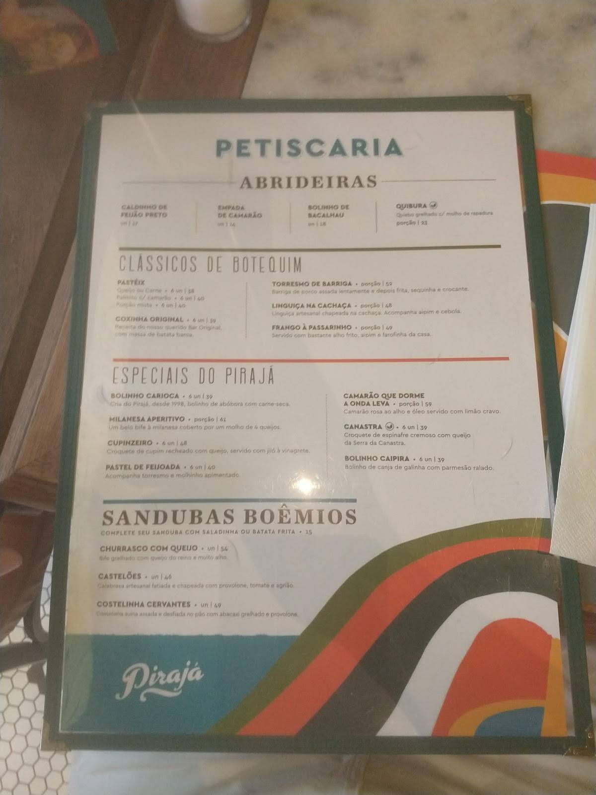 Menu at Pirajá Shopping Dom Pedro pub & bar, Campinas