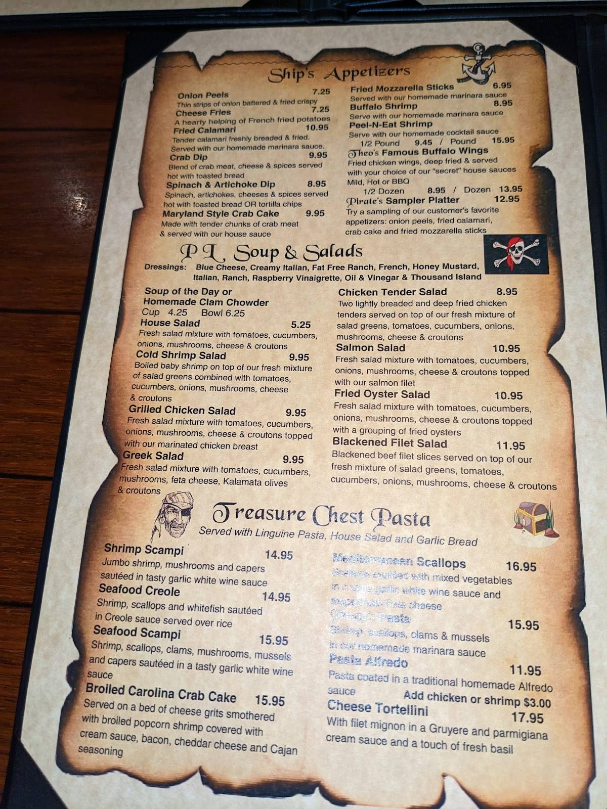 Menu at Pirates Landing pub & bar, Elkin, 161 Interstate Way
