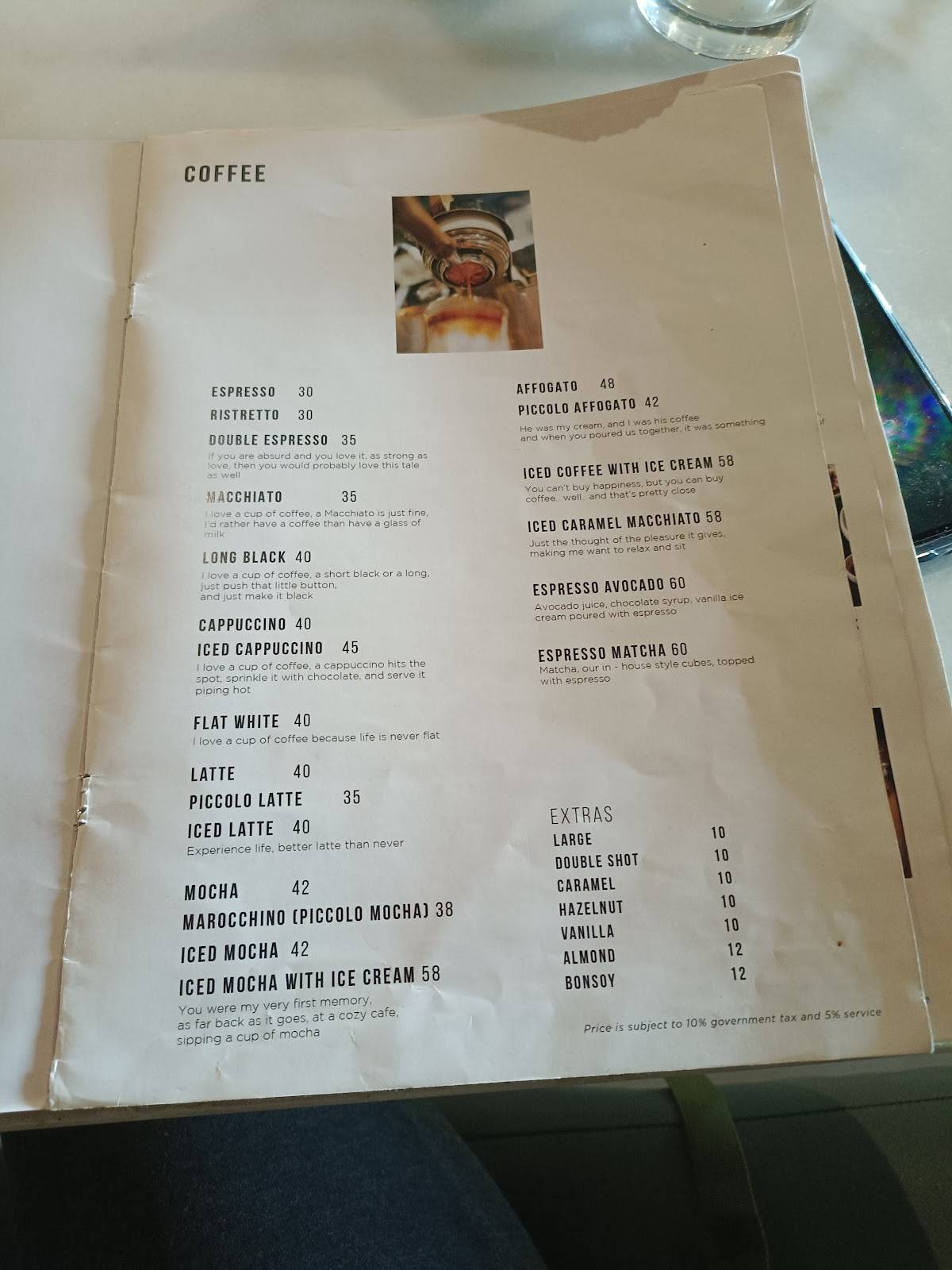 Menu at Pison Thamrin restaurant, Central Jakarta