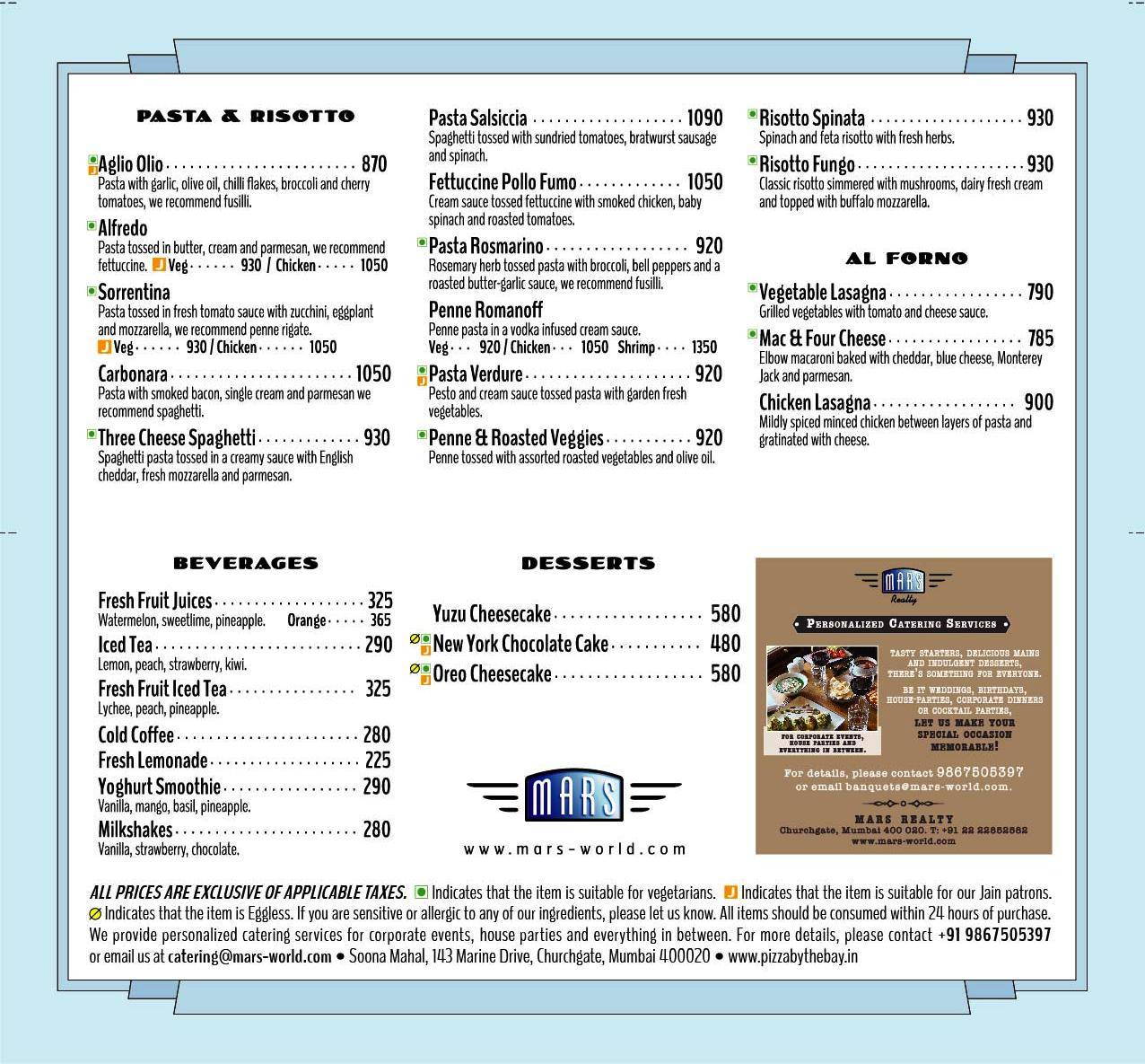Menu at Pizza By The Bay, Mumbai