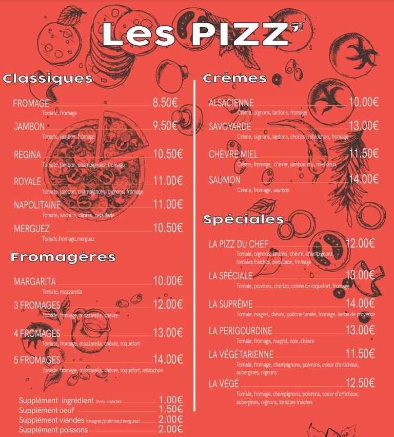 Carta del restaurante Pizza U Laziu Pizz' Thiviers, Thiviers