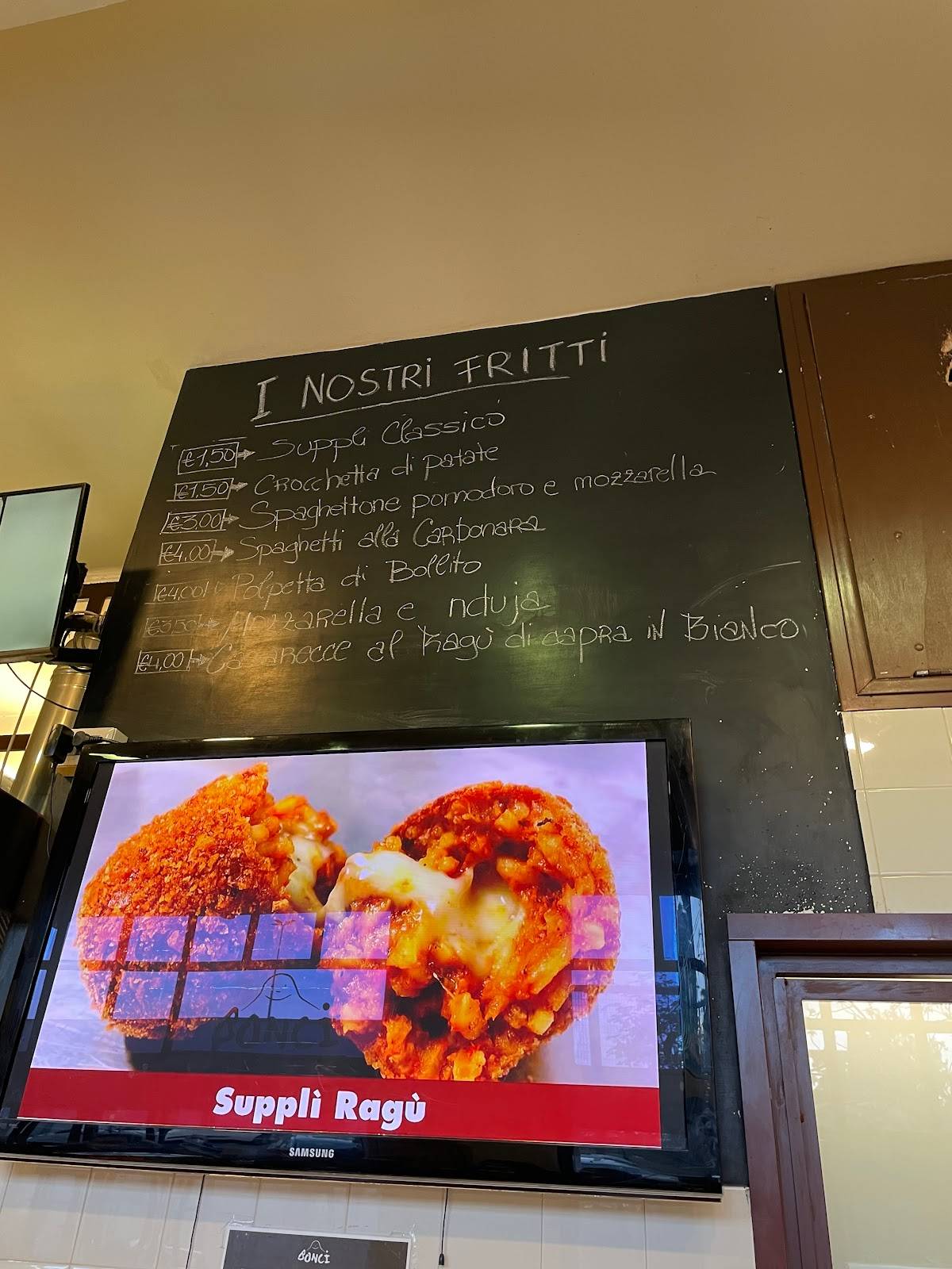 Menu at Bonci Pizzarium pizzeria, Rome
